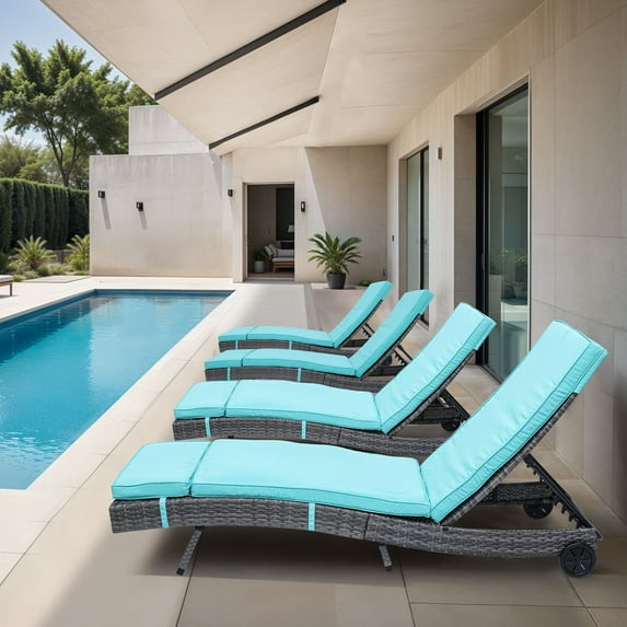 ModFusion Outdoor Lounge Chair Set: Gray & Blue, Adjustable, Waterproof ...
