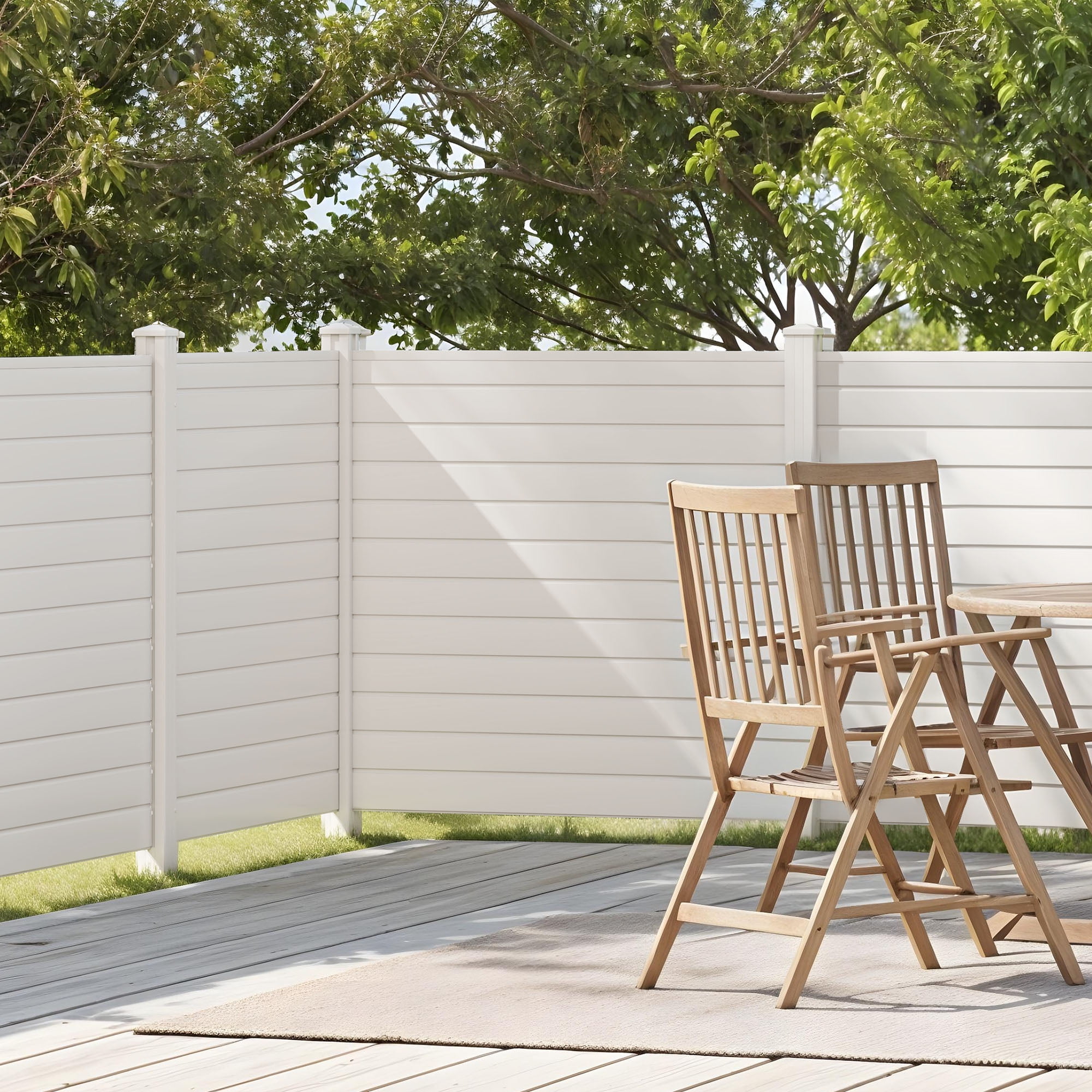 ModFusion Outdoor Privacy Fence Panel, 50” x 50”, Durable White Resin ...