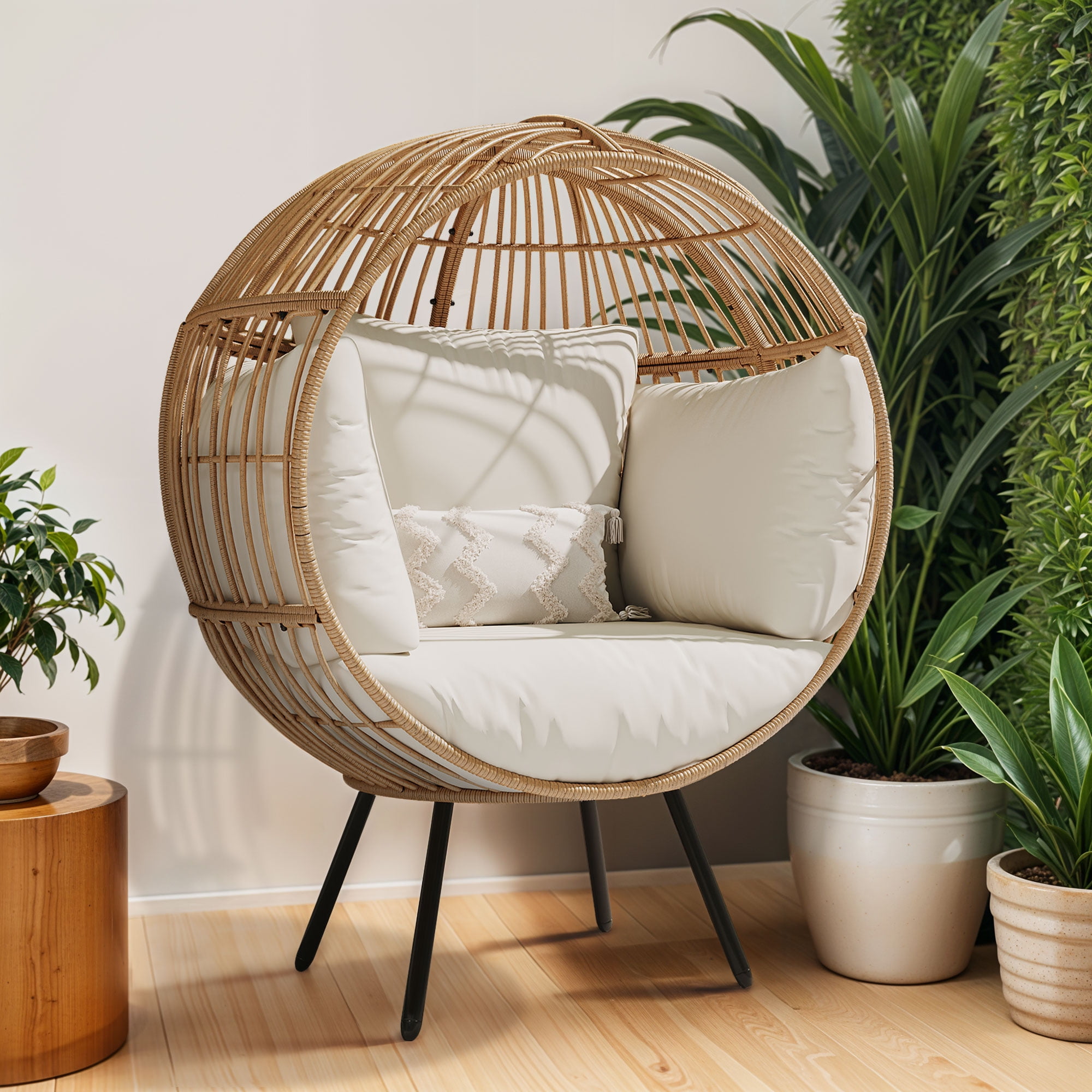 ModFusion Oversized Wicker Egg Chair, Standing Cozy Lounge Chair for ...
