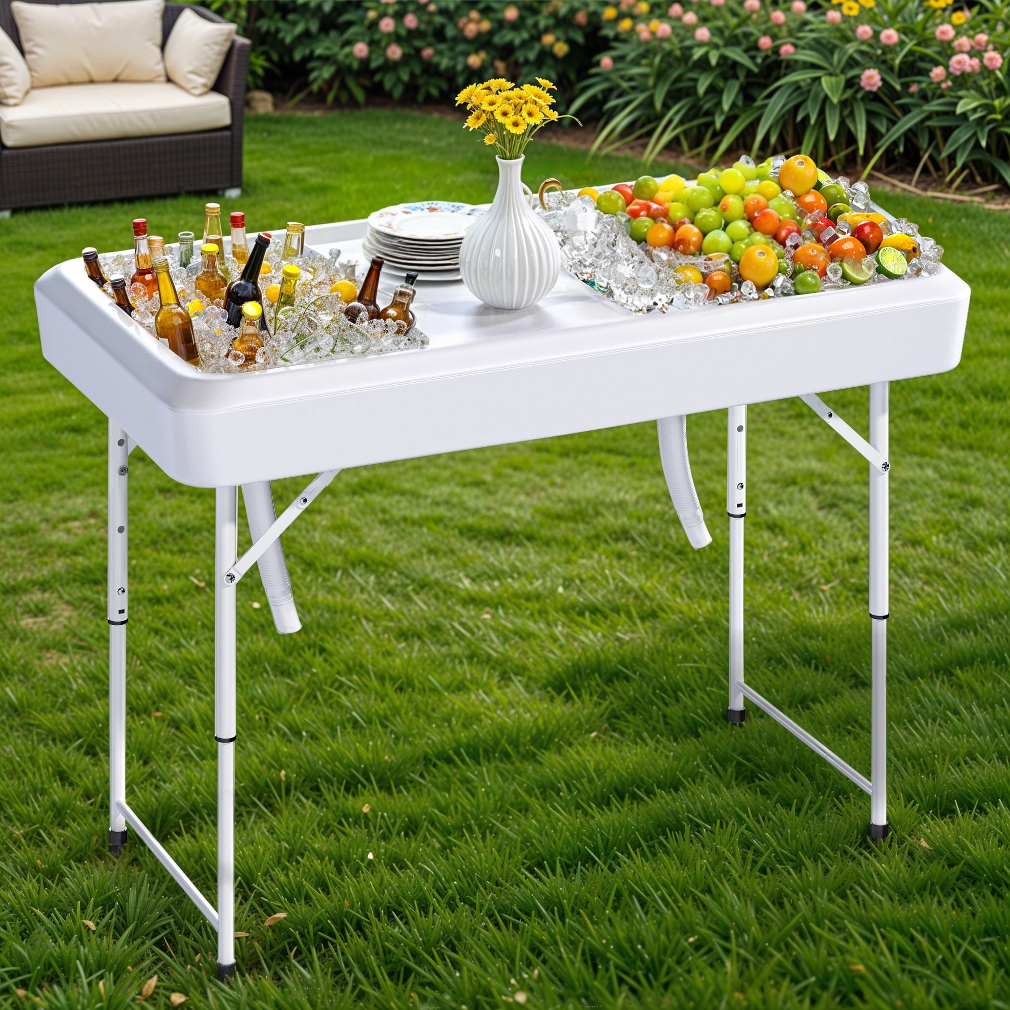 ModFusion Portable Ice Cooler Table, Folding Ice Cooler Table with ...