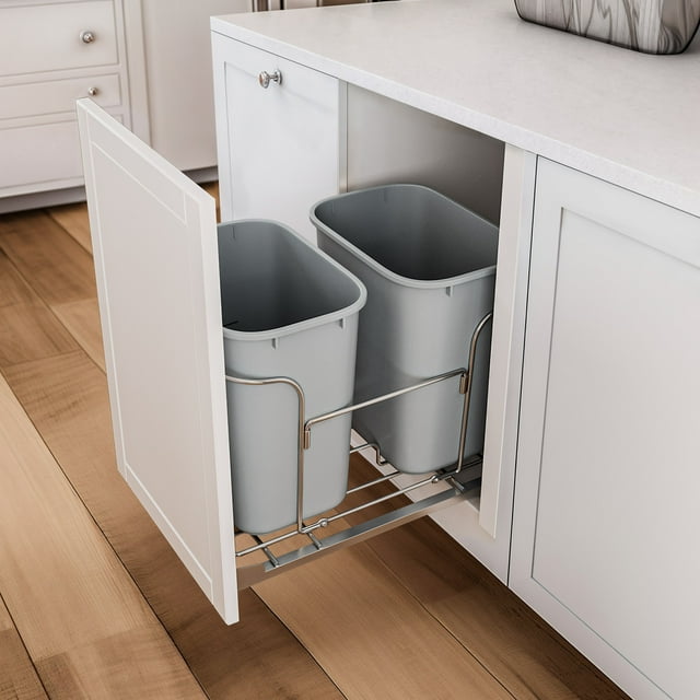 ModFusion Pull Out Trash Cans Connected to Kitchen Cabinet Door ...