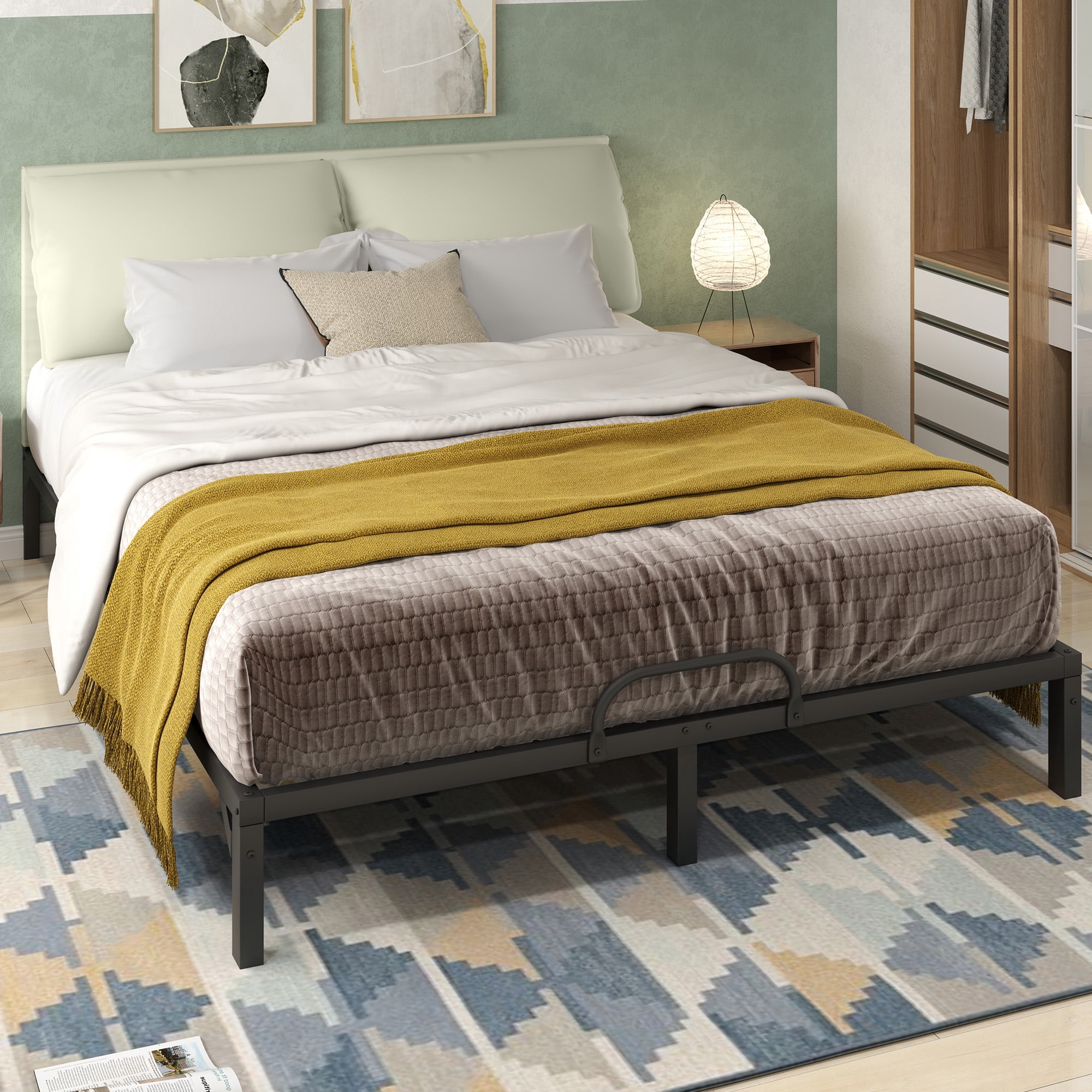 ModFusion Queen Size Ergonomic Upholstered Bed Frame with Removable ...