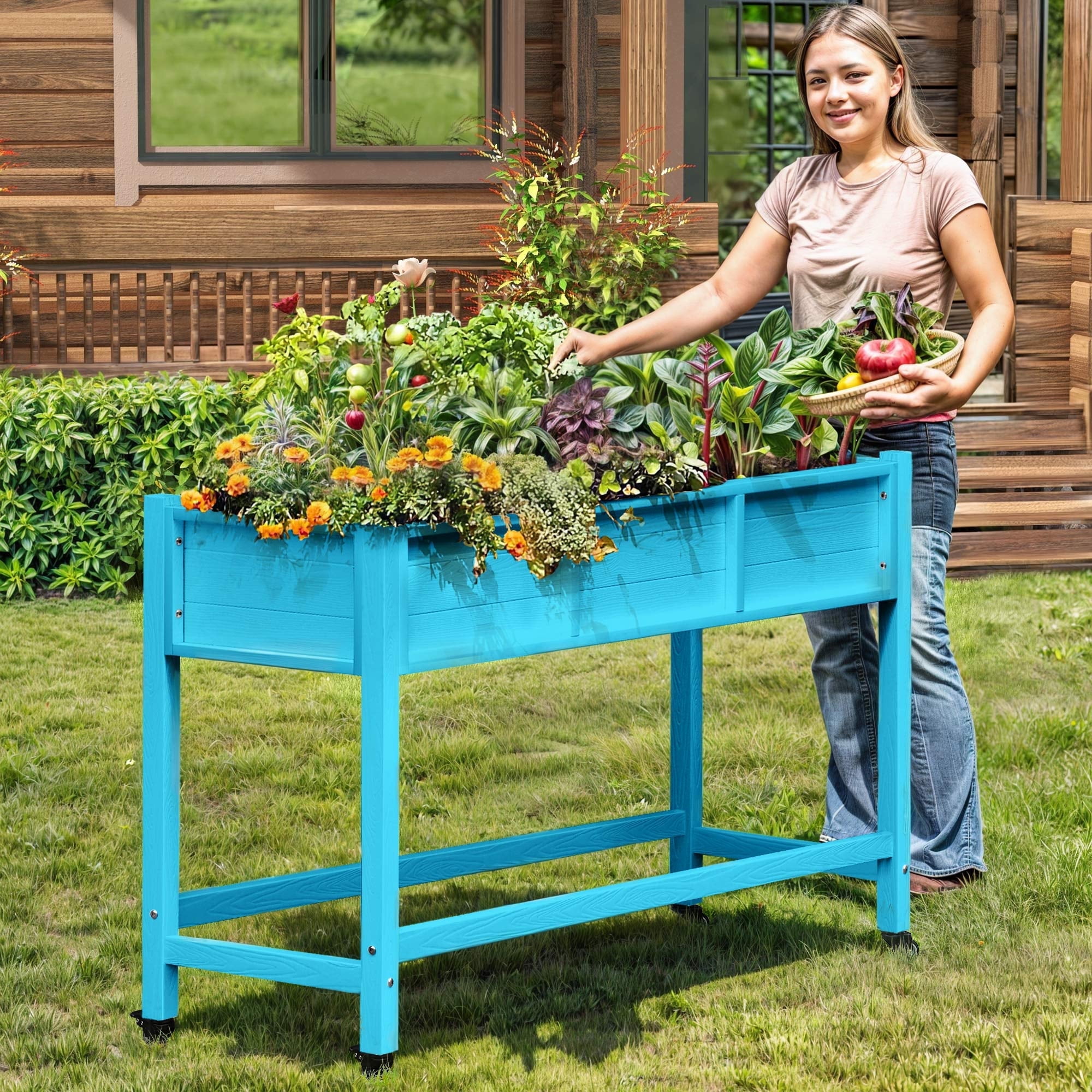 ModFusion Raised Garden Bed, 400lb Capacity, Weather Resistant Poly ...