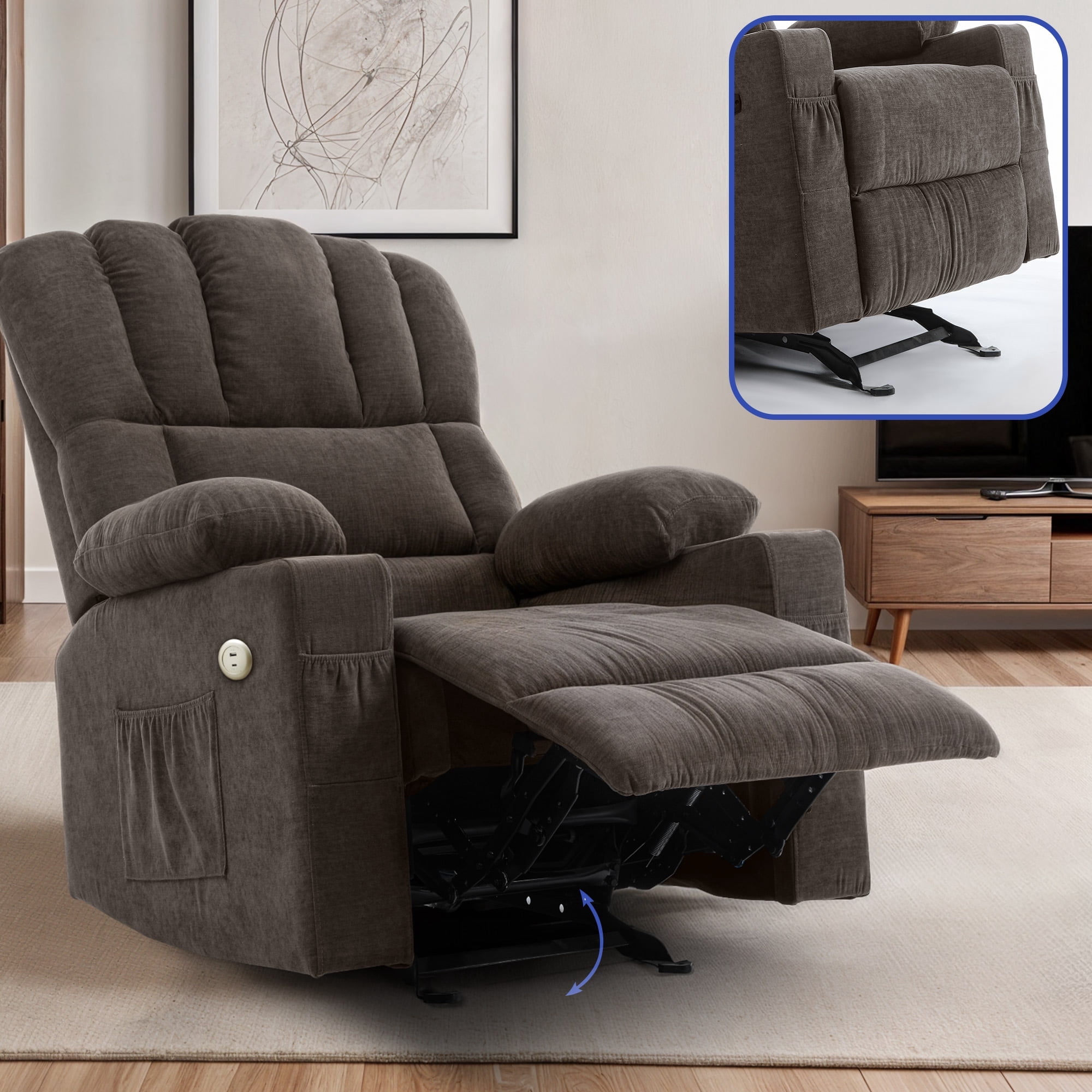 ModFusion Recliner, Brown Fabric, Indoor and Living Room Use, Massage ...