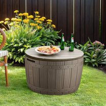 Dextrus Round Deck Box for Patio Furniture, Easy Assembly -Black ...