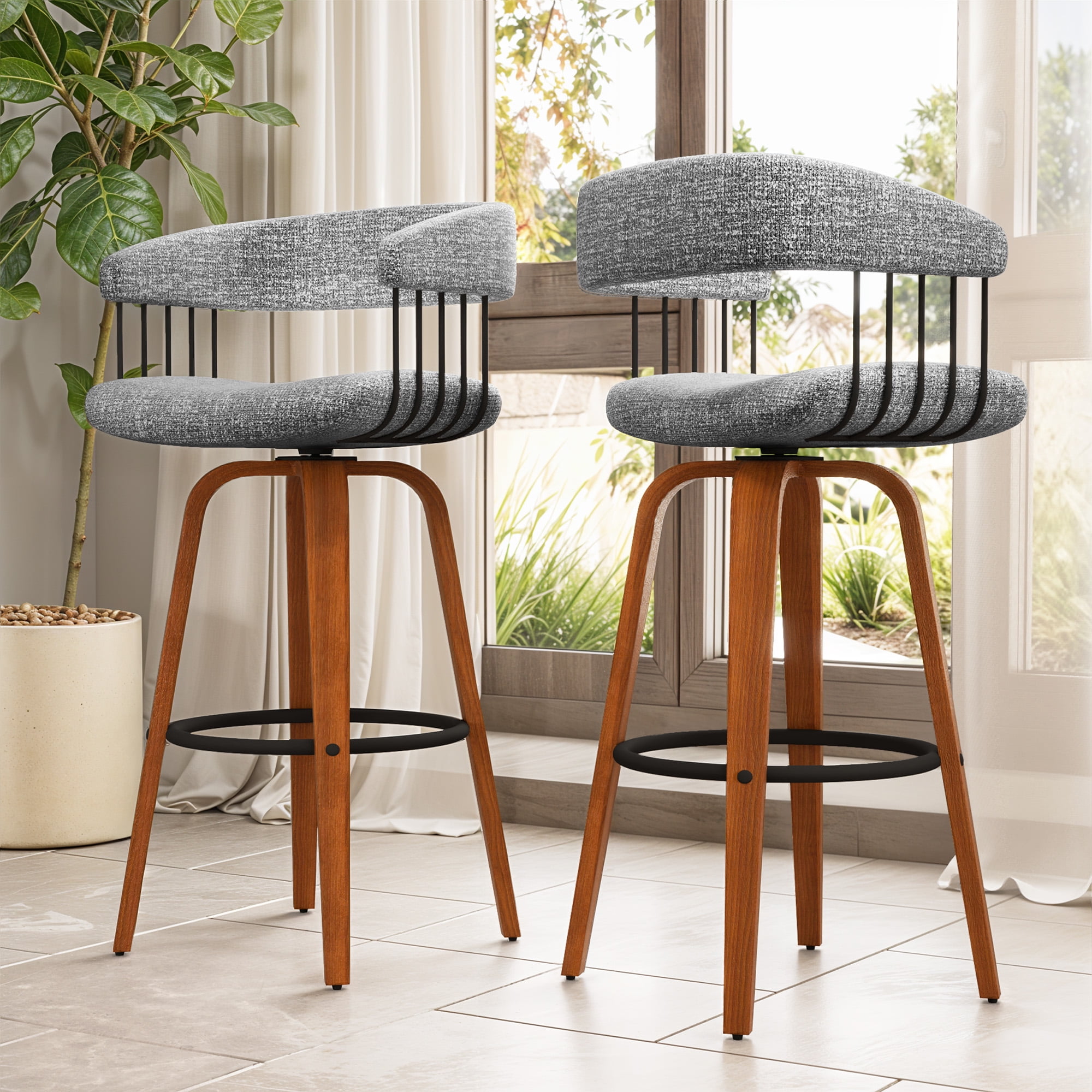 ModFusion Set of 2 Counter Height Bar Stools with Rotating Foam Seat ...
