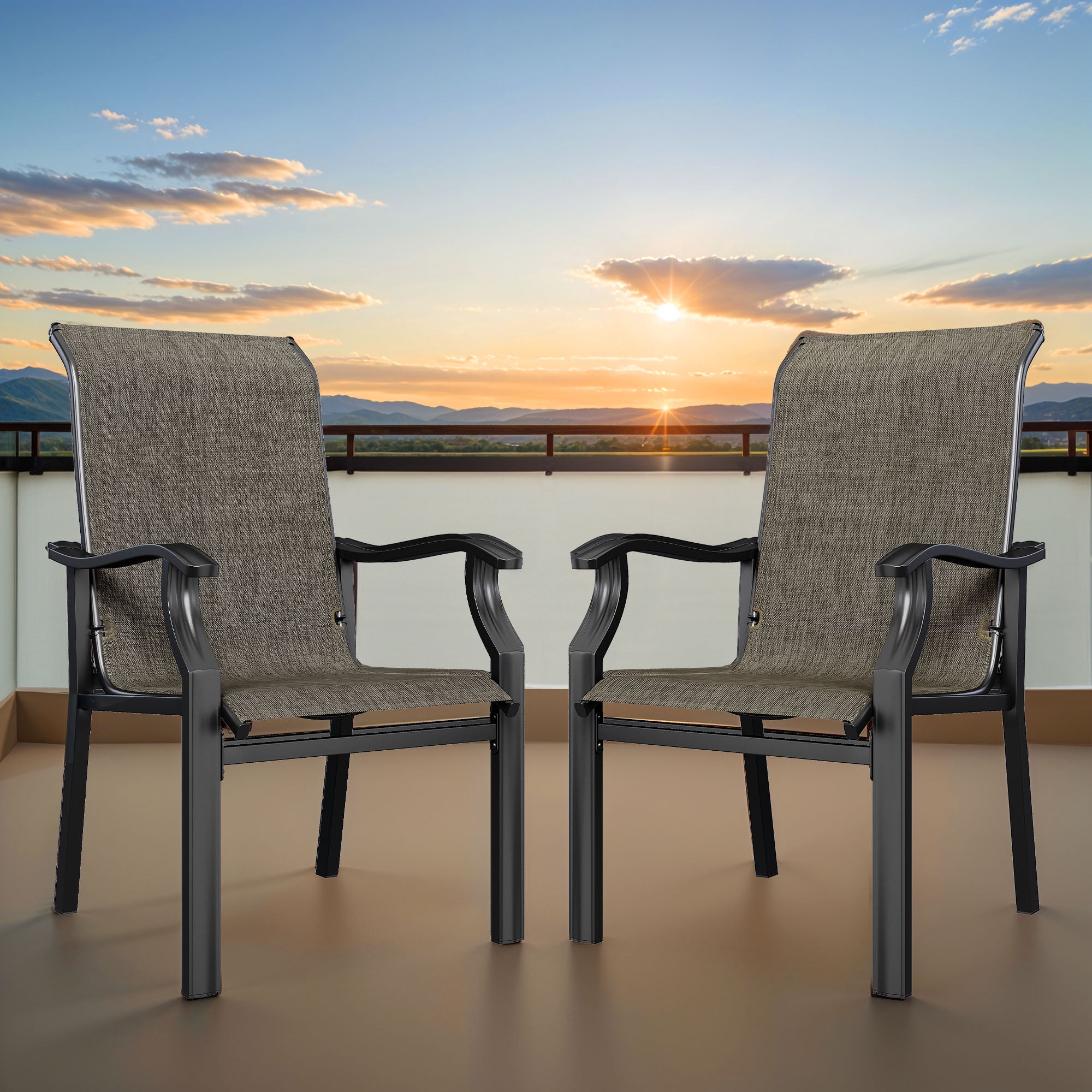 ModFusion Set of 2 All Weather Outdoor Dining Chair with Textilene ...