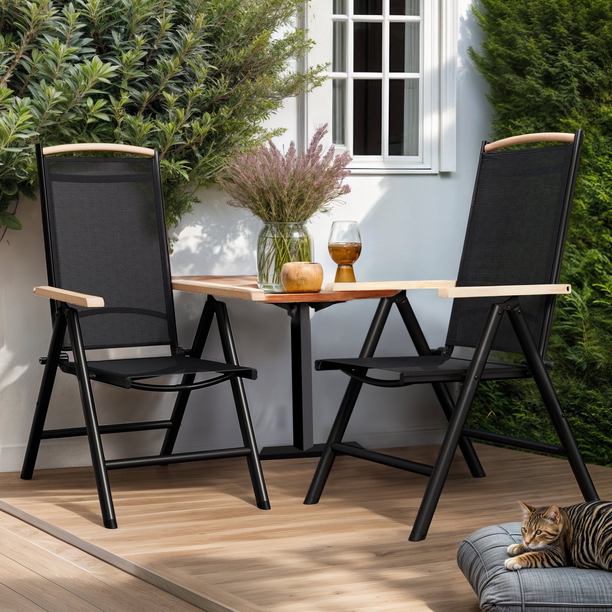 ModFusion Set of 2 Sling Back Patio Chairs for Backyard, Porch & Dining ...