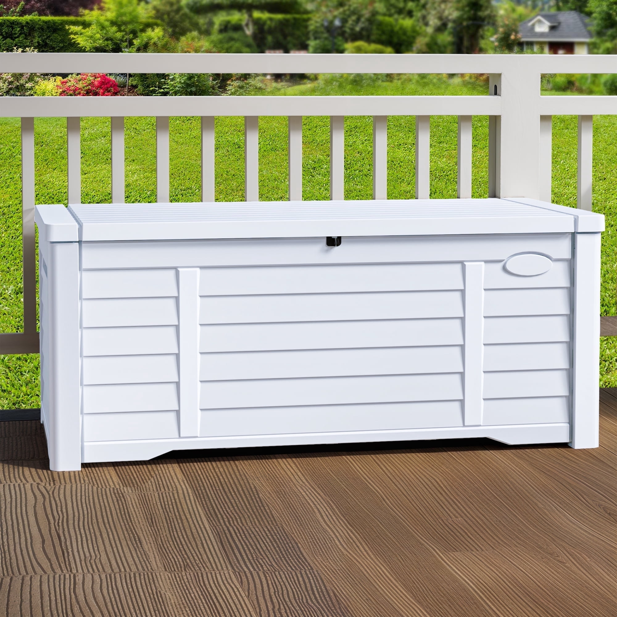 ModFusion 120 Gallon Louvered Outdoor Storage Container, Lockable Deck ...