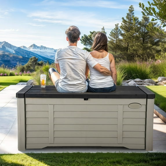 ModFusion 150 Gallon Light Brown Outdoor Storage Box – Lockable ...