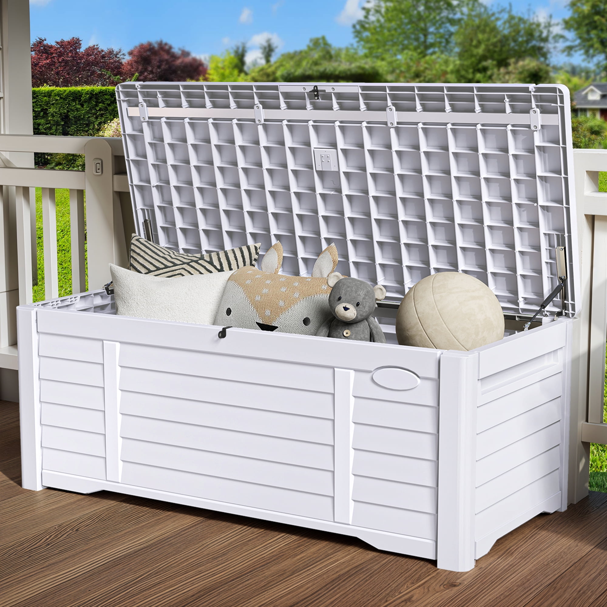 ModFusion Outdoor Storage Container, 120 Gallon Durable Resin Deck Box ...