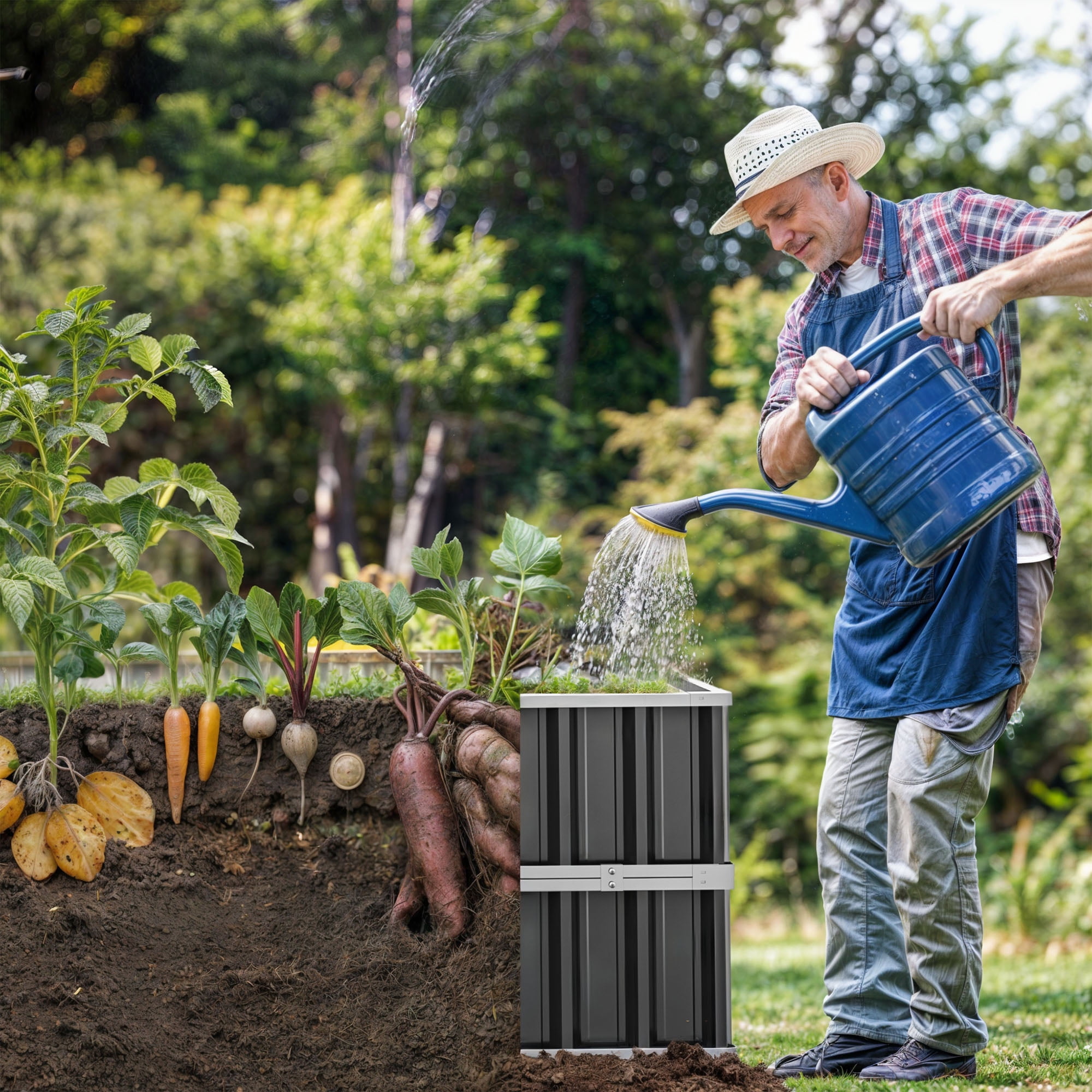 ModFusion Stackable & Sturdy Outdoor Raised Garden Bed Kit, Galvanized ...