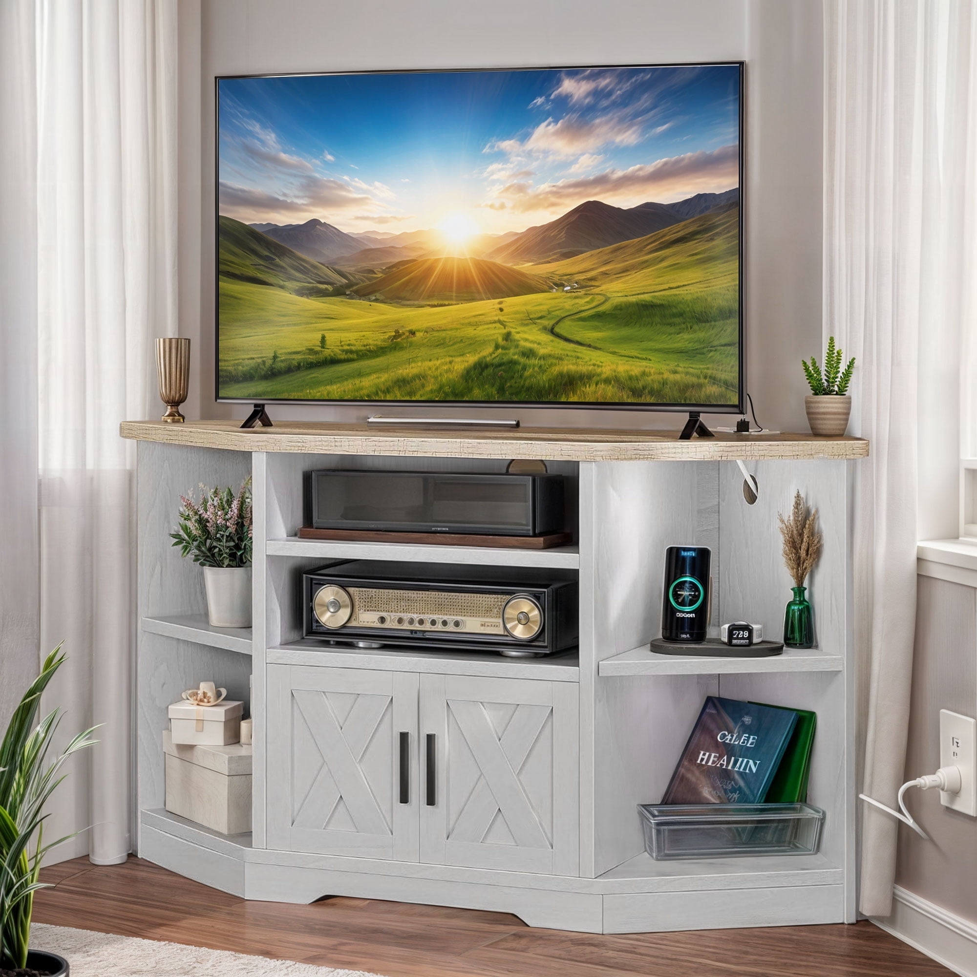 ModFusion TV Stand, Contemporary, White, MDF/Chipboard, Particle Board ...