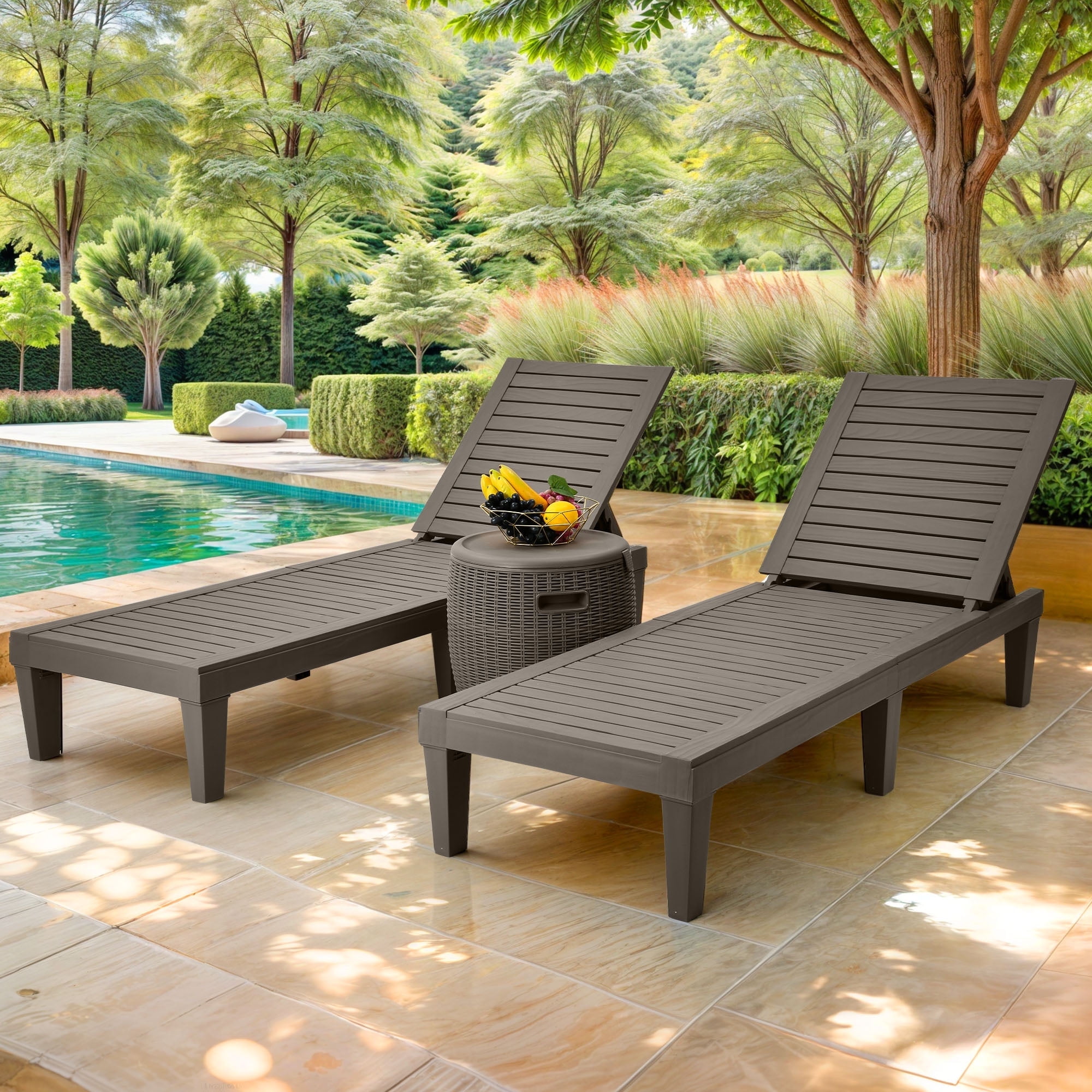 ModFusion Taupe Resin Outdoor Chaise Lounge, Light & Sturdy Loungers ...