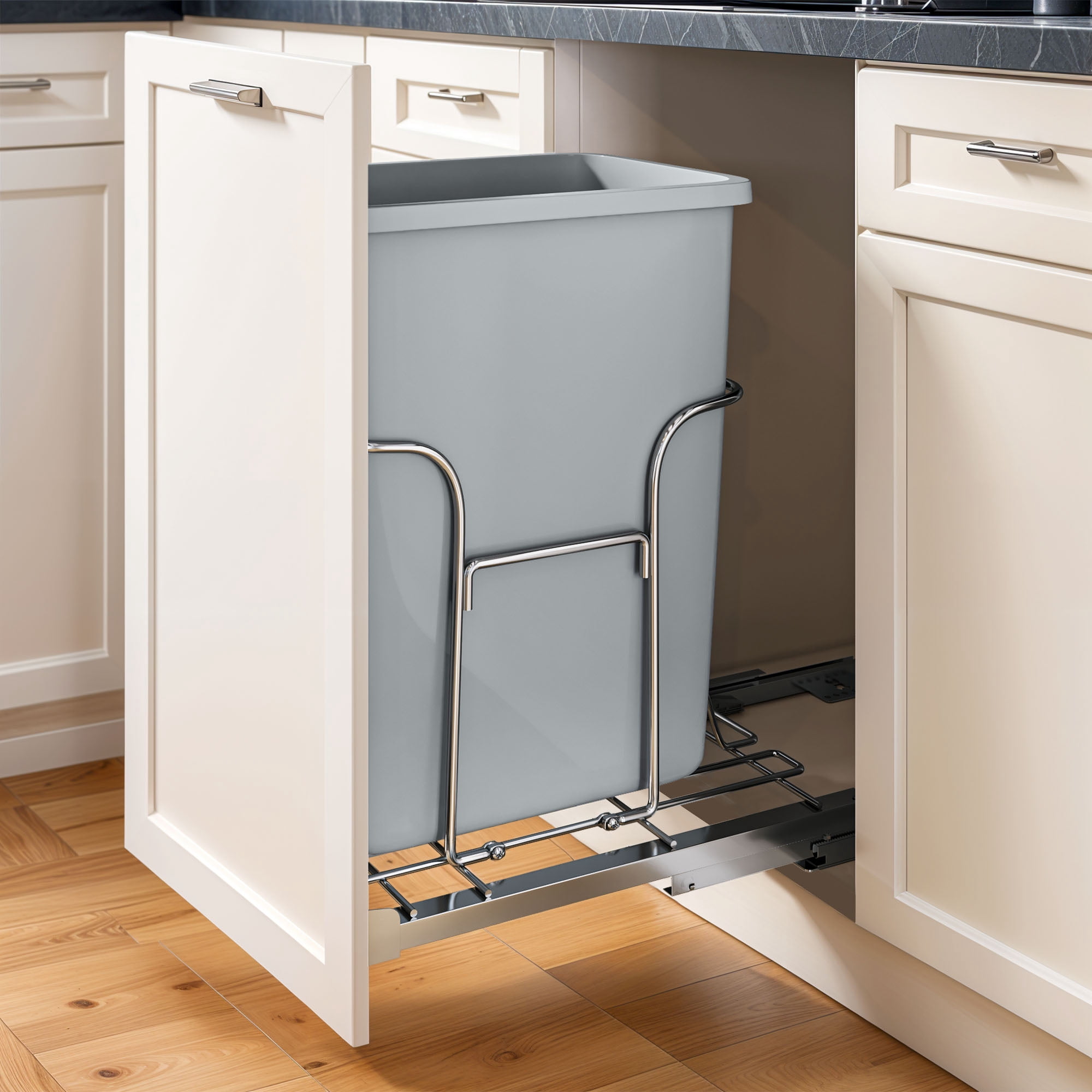 ModFusion Under Cabinet Kitchen Trash Can - 32 QT Pullout Garbage Bin ...