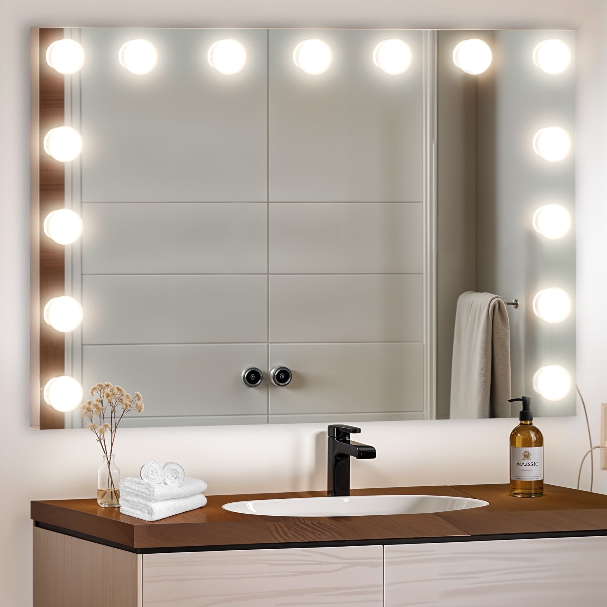 ModFusion Vanity Mirror with 3-Color LED Lights, Speaker & Wireless ...