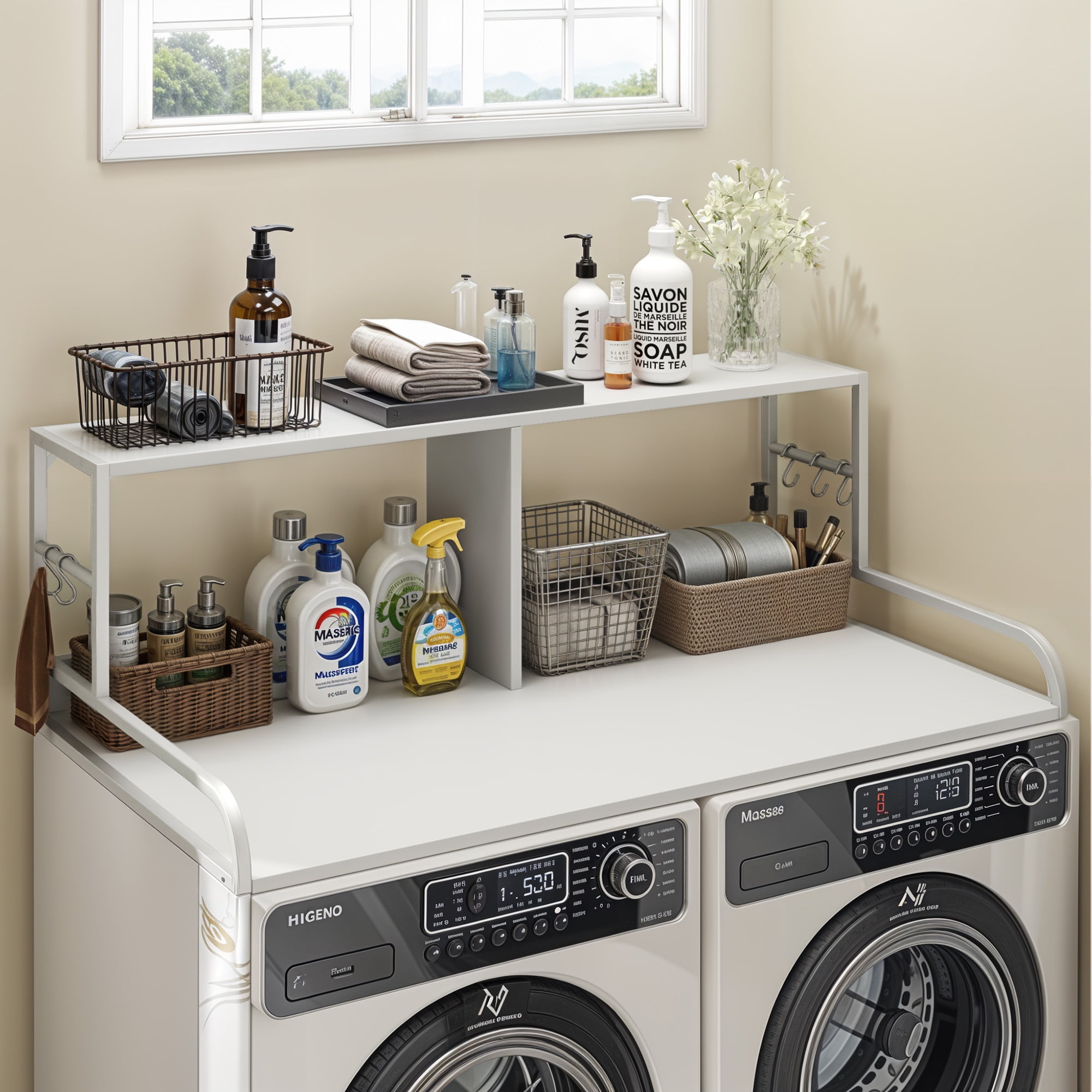 ModFusion White Laundry Room Organizer Shelf – 52.8” Over Washer ...