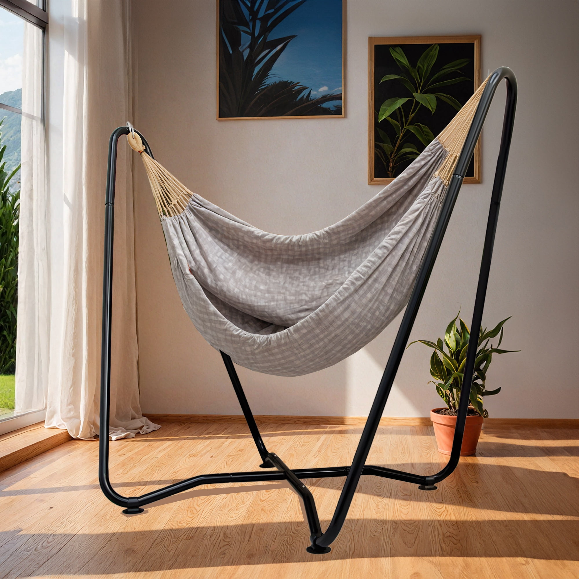 ModFusion X-Frame Hammock Hanging Chair with Stand, Gray - Walmart.com