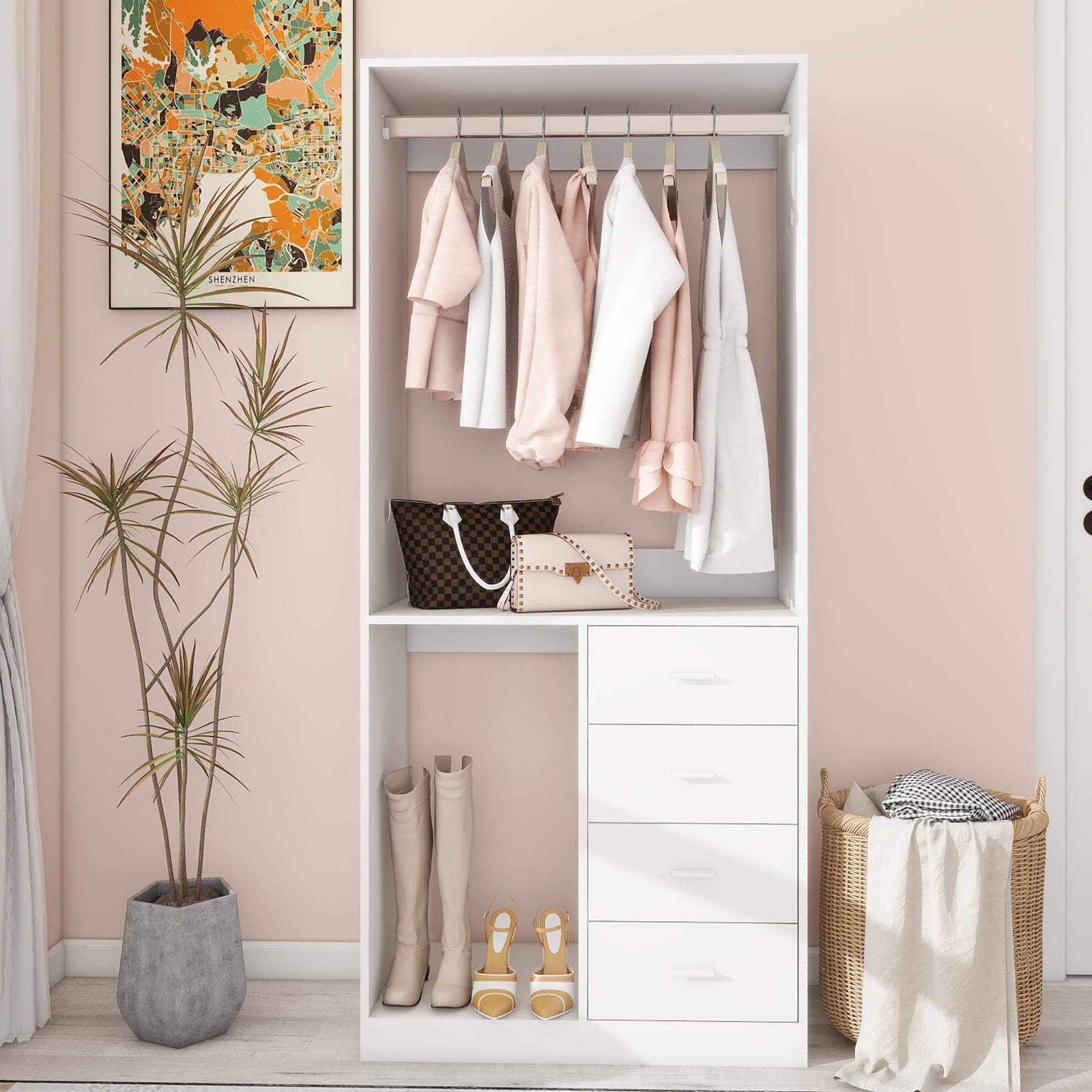 ModMakers 31.5" W Wood Closet System, 1-Shelf, 4-Drawer Closet ...