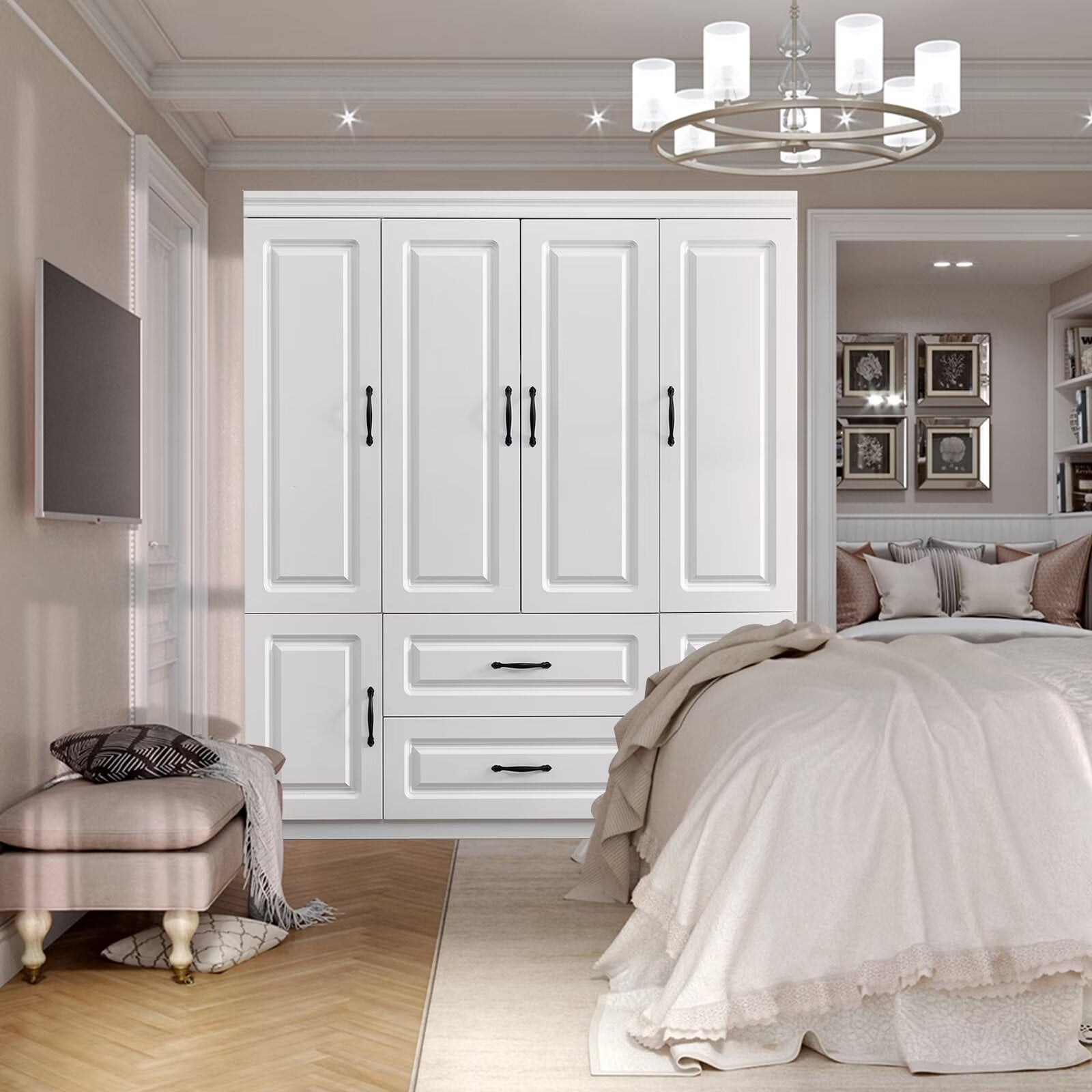 ModMakers 4-Door Wardrobe Armoire Closet | Freestanding Bedroom ...