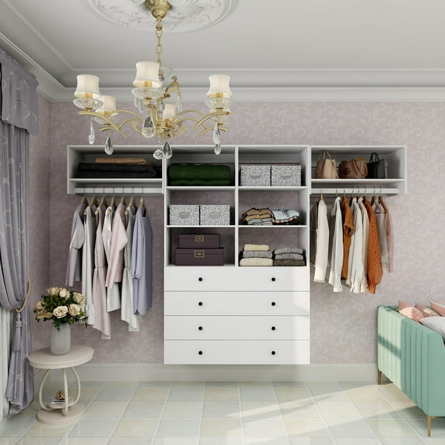 ModMakers Closet System With Drawers, Modular Wood Closet Organizer and ...