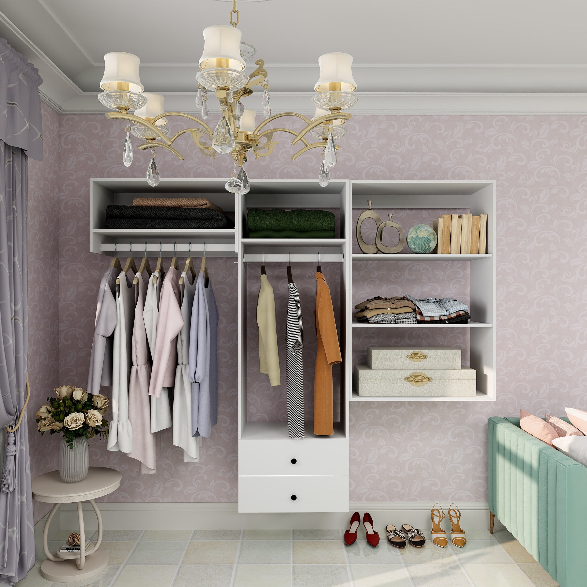 ModMakers Closet System with 2 Drawers & 4 Shelves, Modular Closet ...