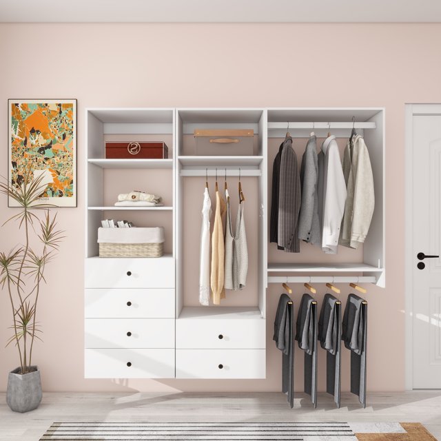 ModMakers Modular Closet System With 6 Drawers, Wood Closet Organizer ...