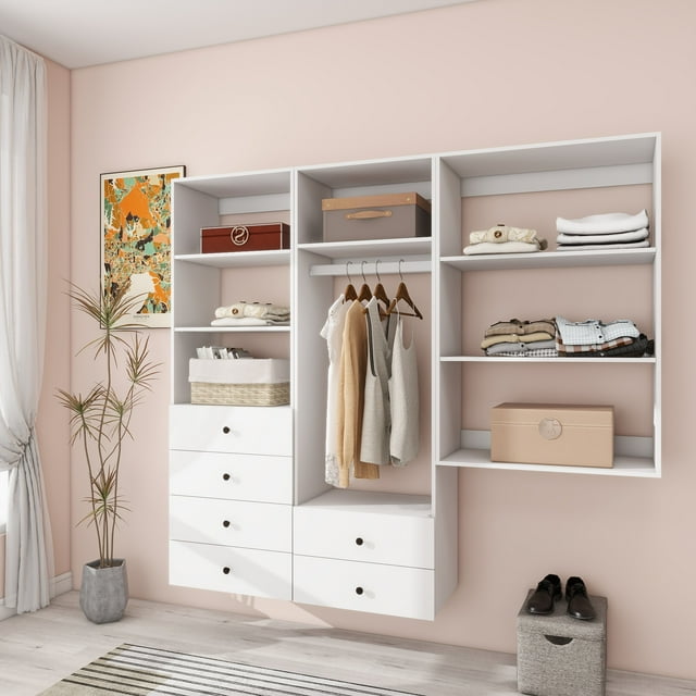 ModMakers Modular Closet System With 6 Drawers, Wood Closet Organizer ...