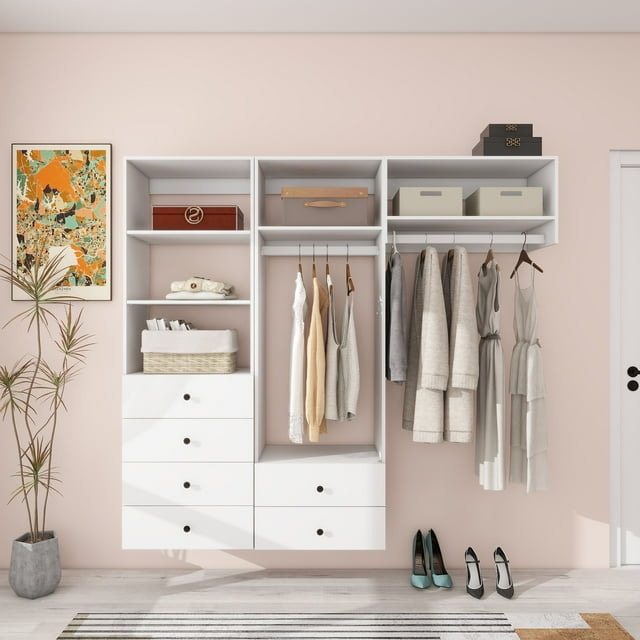 ModMakers Modular Closet System With 6 Drawers, Wood Open Wardrobe ...