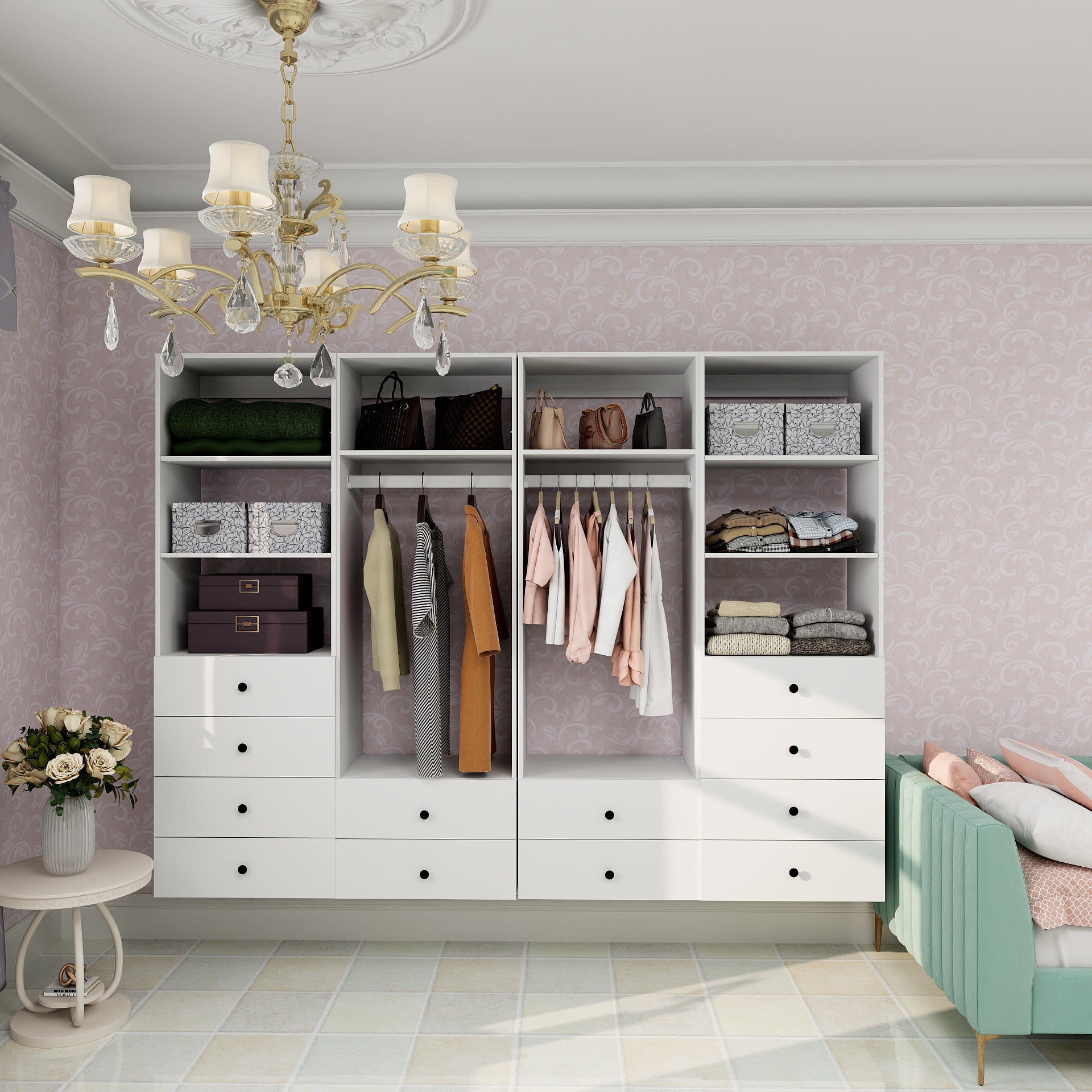 ModMakers Modular Closet System With Drawers, Wood Closet Organizer and ...