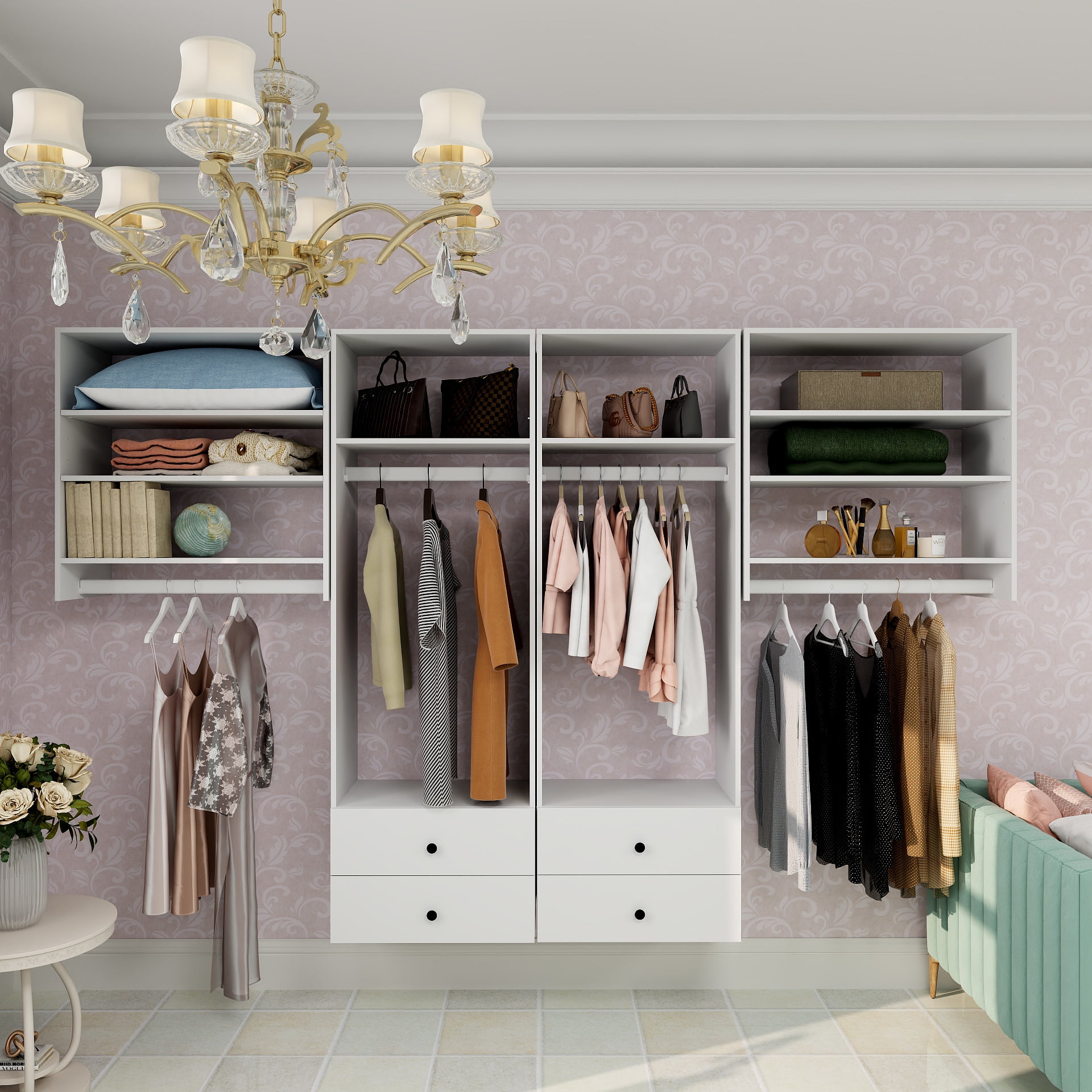 ModMakers Modular Closet System With Drawers, Wood Closet Organizer and ...