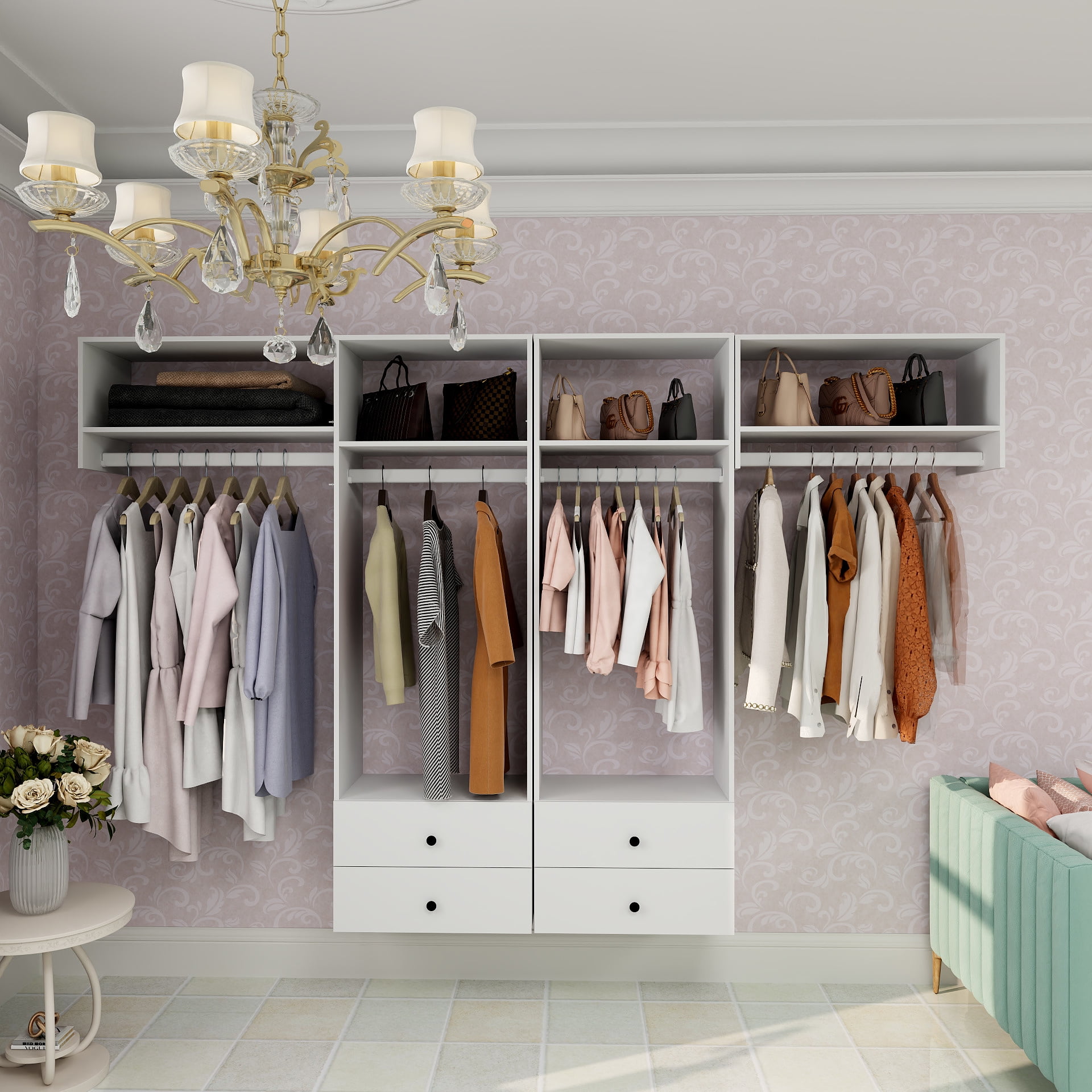 ModMakers Modular Closet System With Drawers, Wood Closet Organizer and ...