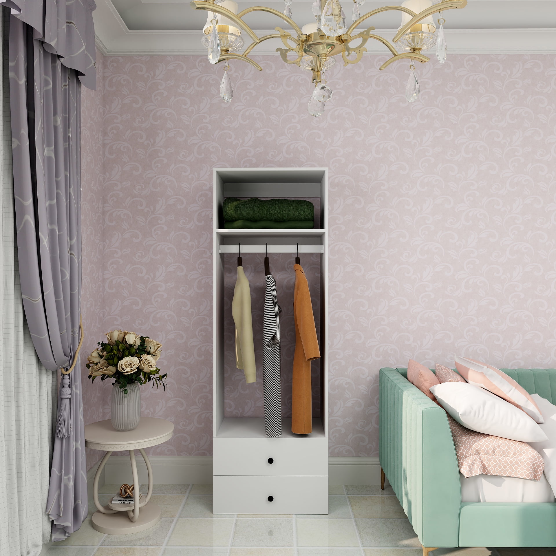 ModMakers Wood Closet Organizer System with Drawers & Hanging Rod, DIY ...