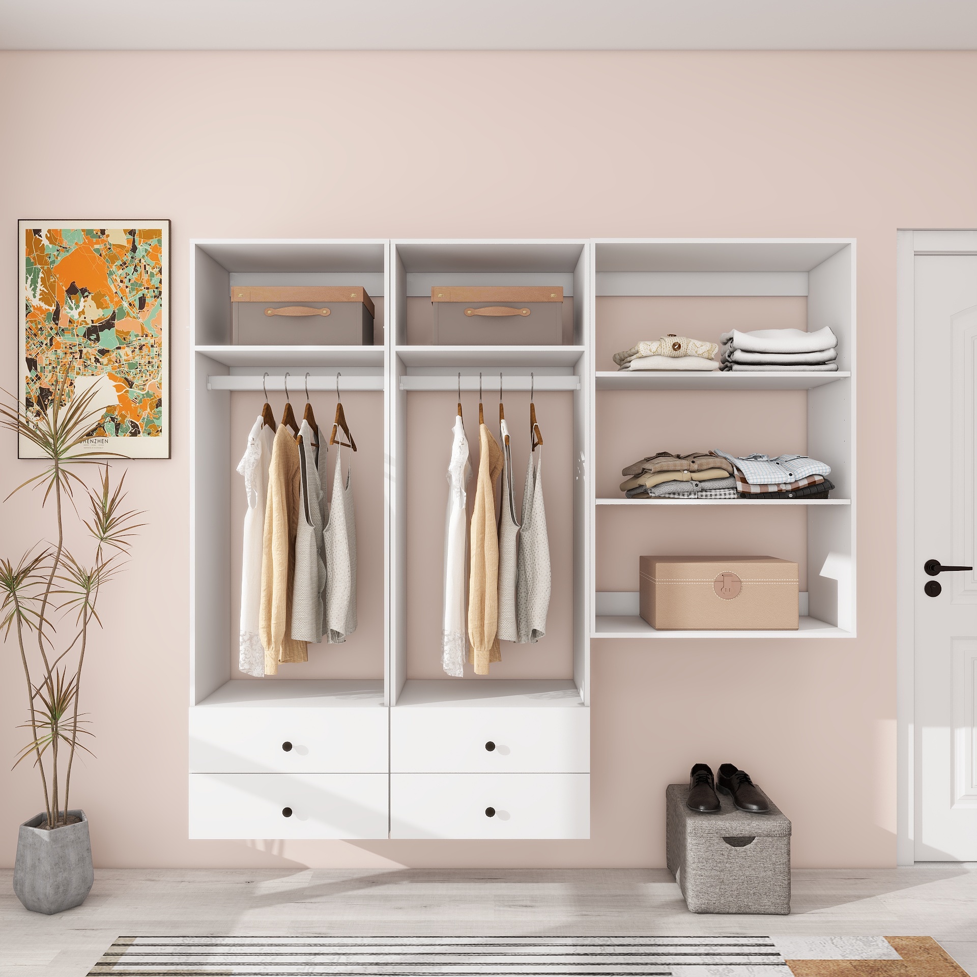 ModMakers White Modular Closet System, Wood Closet Organizer and ...