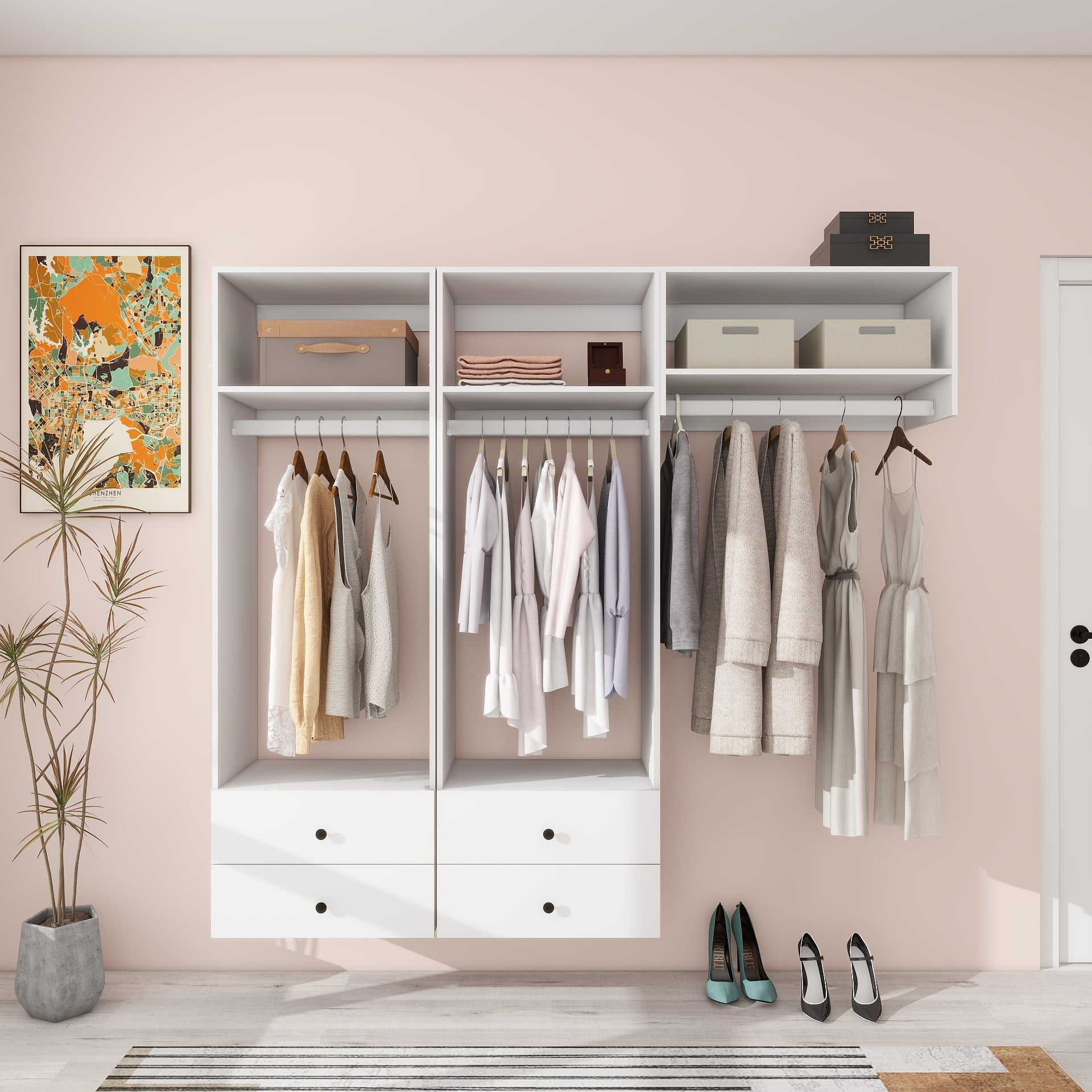 ModMakers White Modular Closet System, Wood Closet Organizer and ...