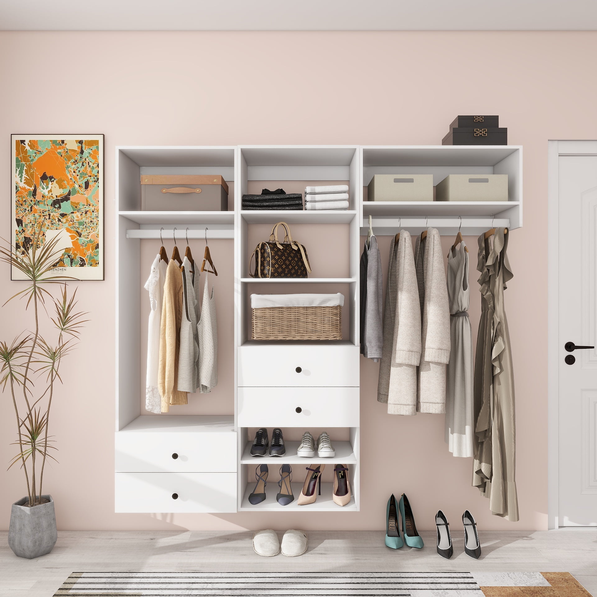 ModMakers White Modular Closet System, Wood Closet Organizer and ...