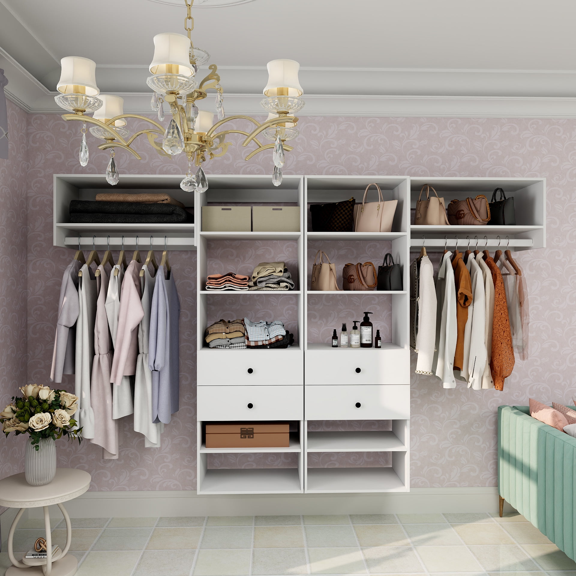 ModMakers Wood Closet System With Drawers, Closet Organizer and Storage ...