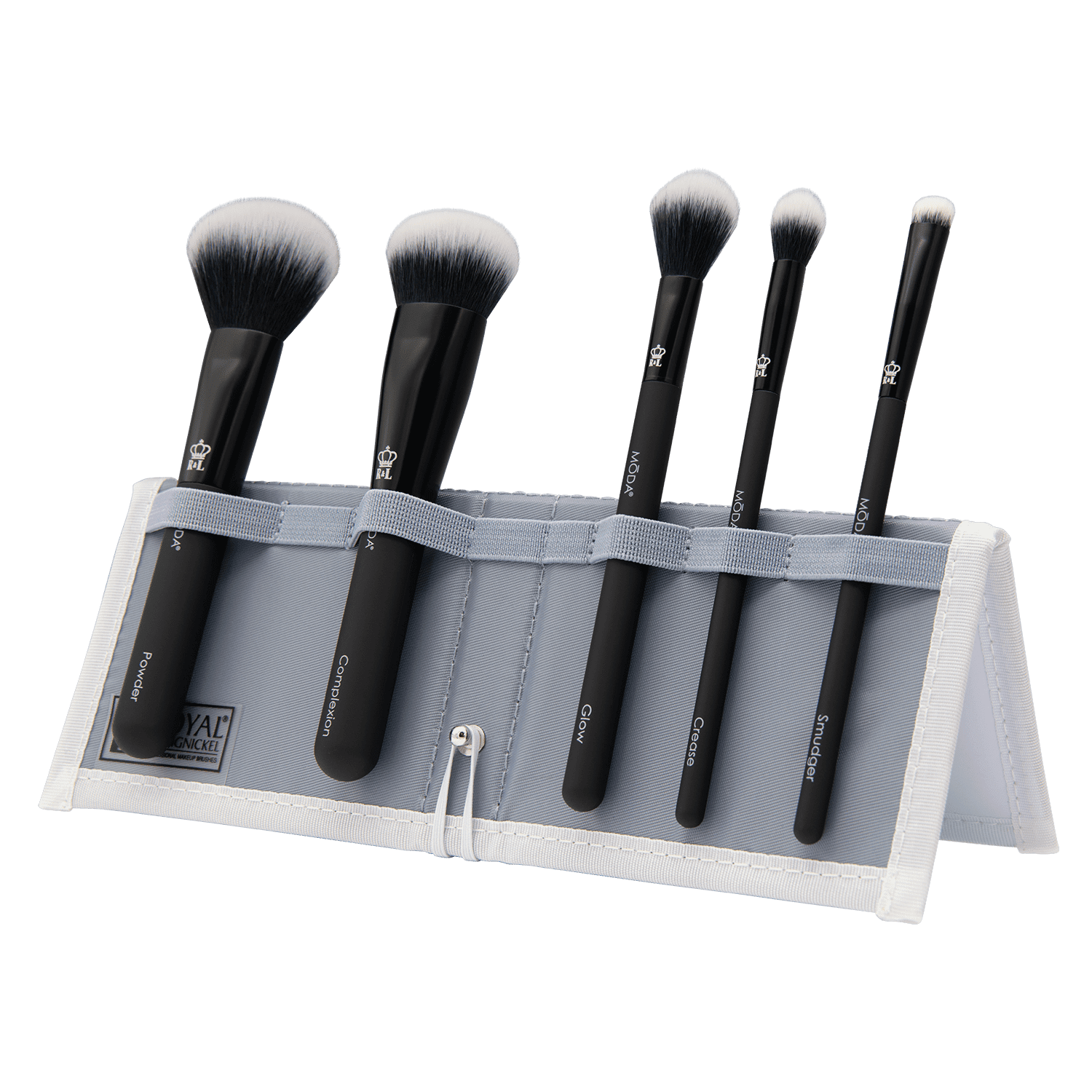 Moda Brush Beautiful Face 6pc Black Makeup Brush Flip Kit - Walmart.com