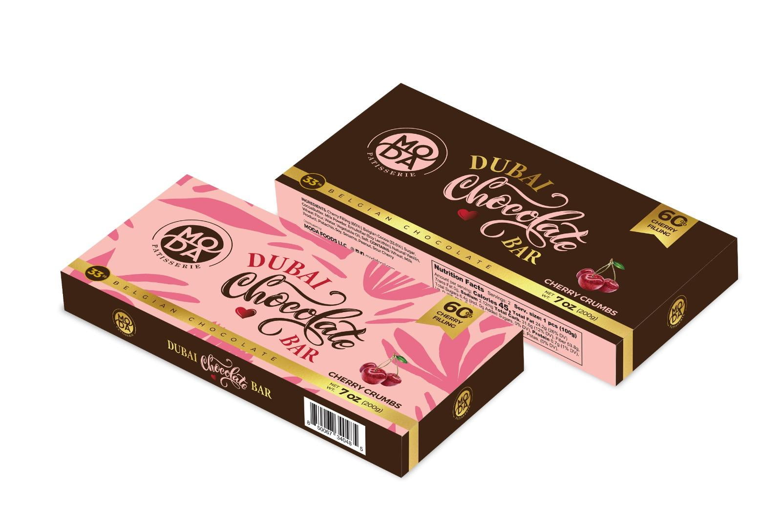 Moda Dubai Belgian Chocolate Bar Cherry–Kunefe 7oz (200G) - Walmart.com