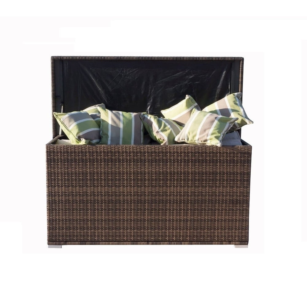 Moda Furnishings Outdoor Wicker Cushion Storage Container Wicker Patio ...