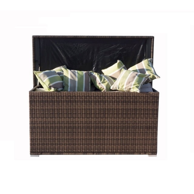 Moda Furnishings Outdoor Wicker Cushion Storage Container Wicker Patio ...