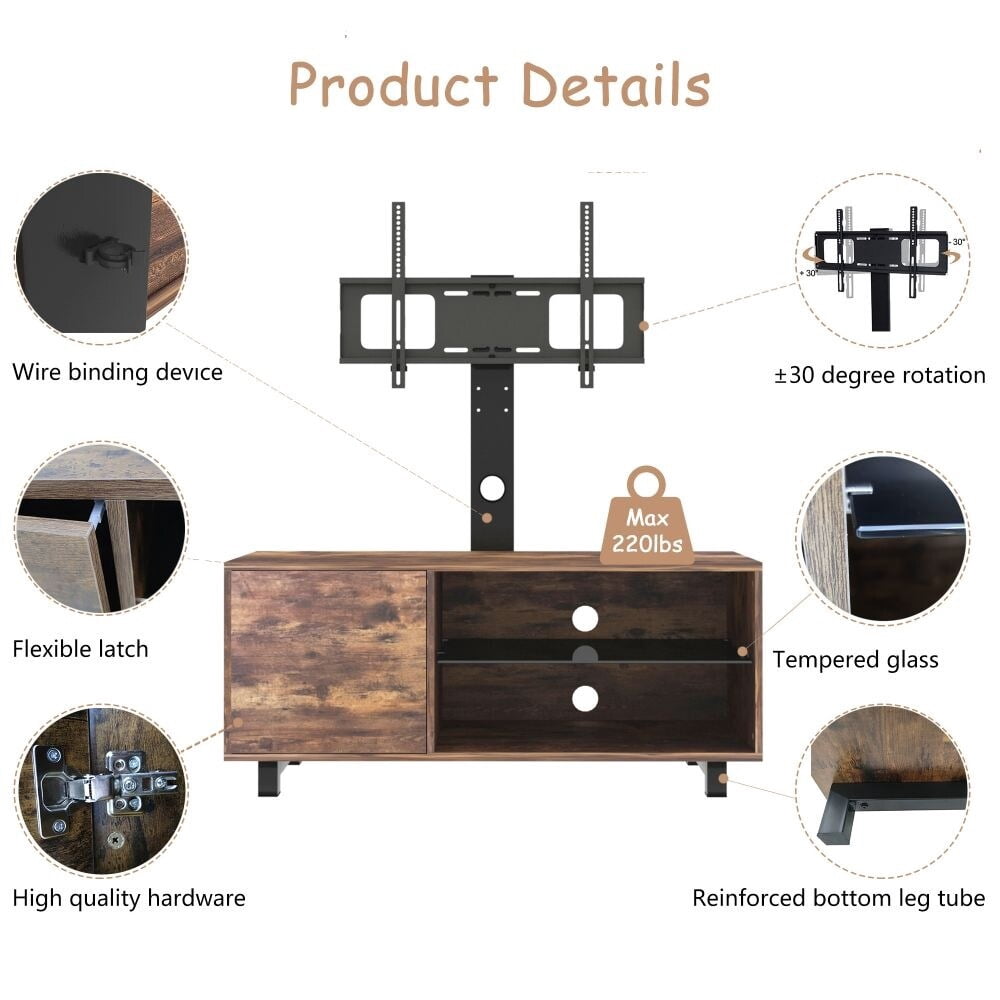 Moda Furnishings Rustic Brown TV Console with push-to-open Storage ...
