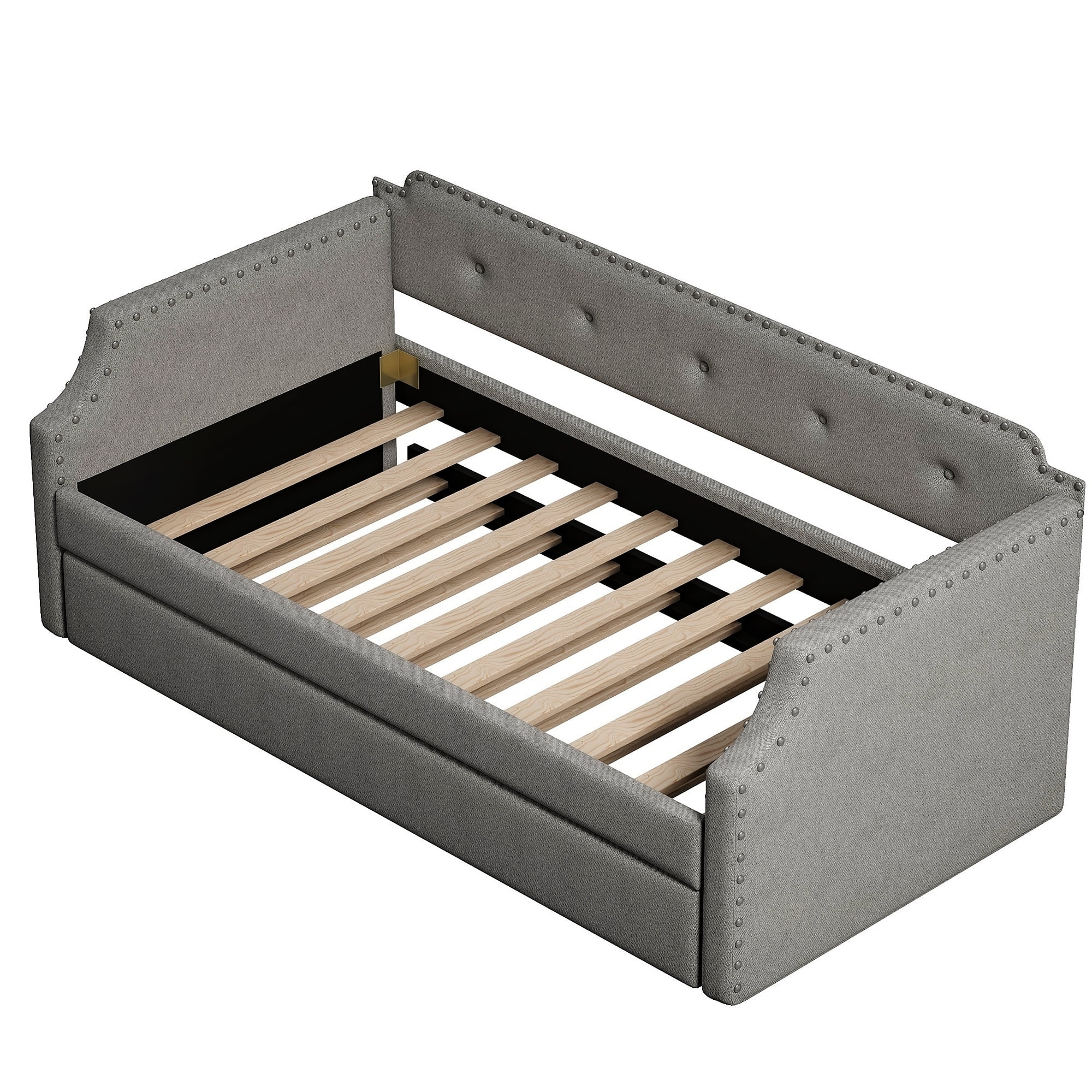 Moda Furnishings Tufted Upholstered Notched Twin Daybed with Trundle ...