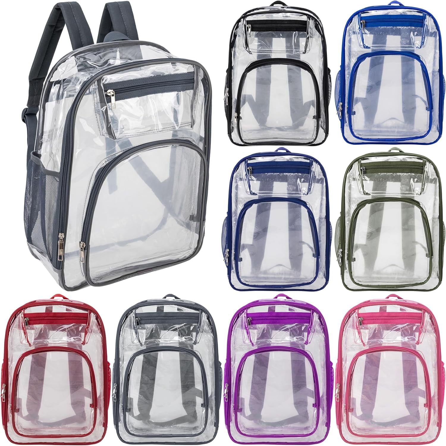 Moda West 24 Pack 17inch Wholesale Bulk Clear Backpack In Assorted ...