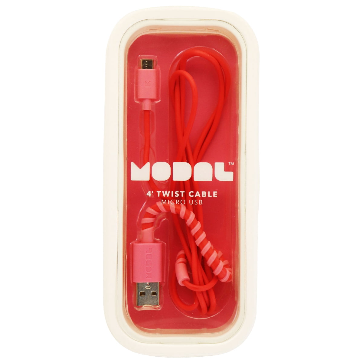 Modal 4-Ft Twist USB Cable with Universal Micro-USB Connector - Red ...