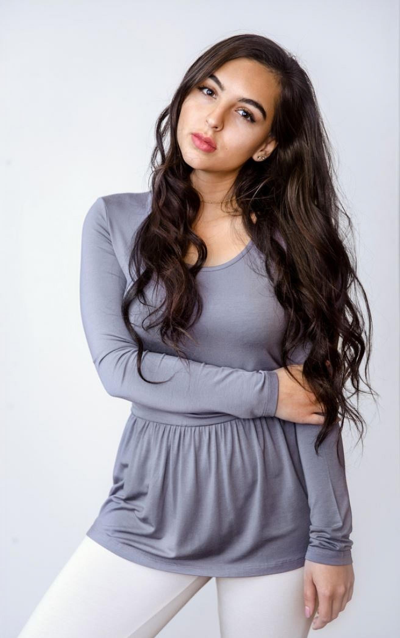 Modal Long Sleeve Gathered Bottom Top - Walmart.com