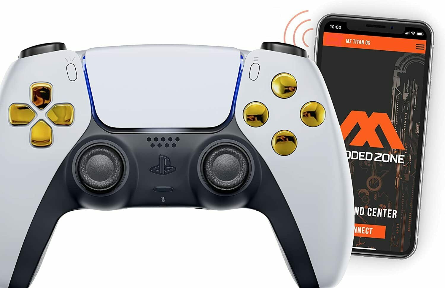 ModdedZone PS5 White|Gold Smart Rapid Fire PRO Controller with MZ Titan ...