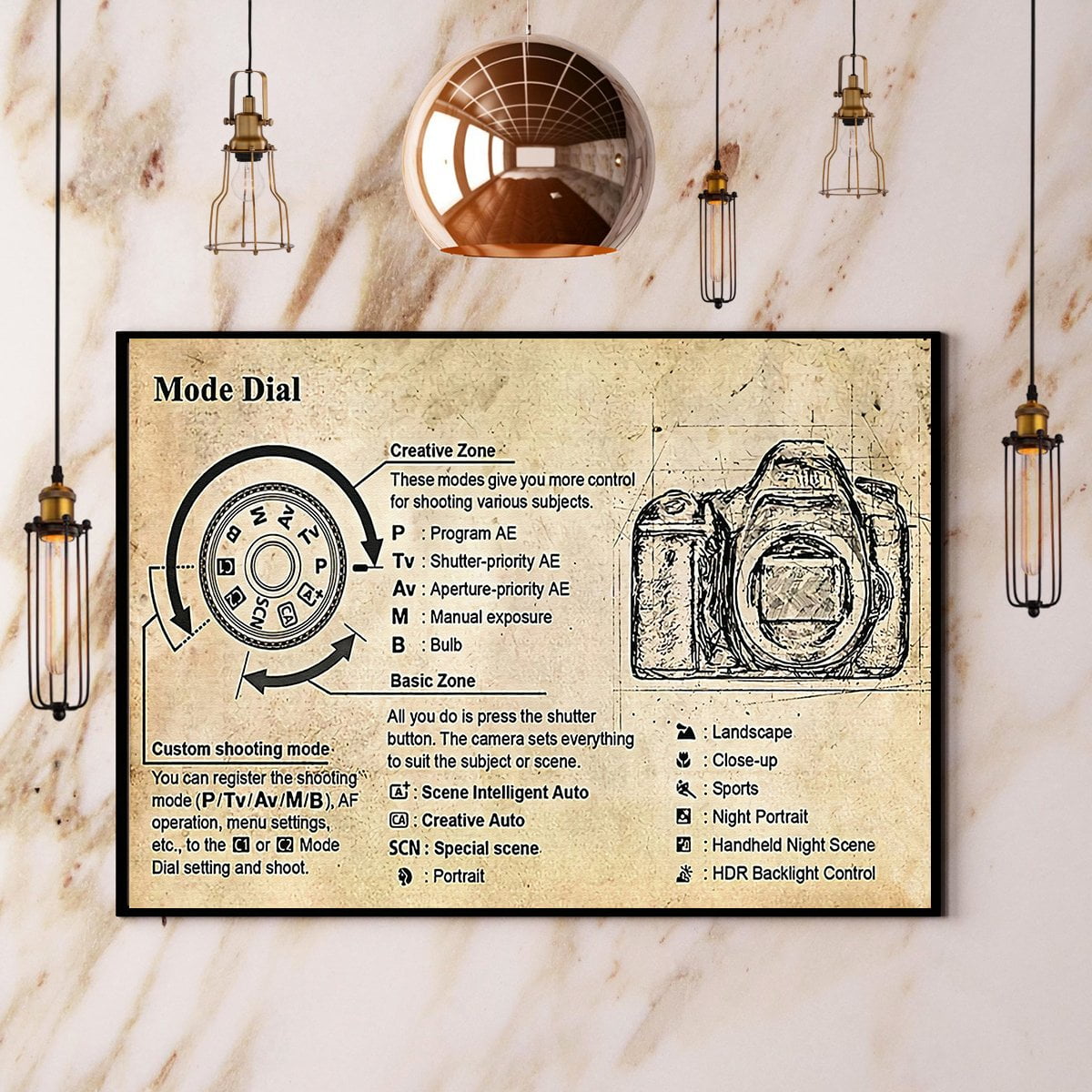 Mode Dial Camera Photographer Vintage Paper Poster No Frame Matte Wall ...