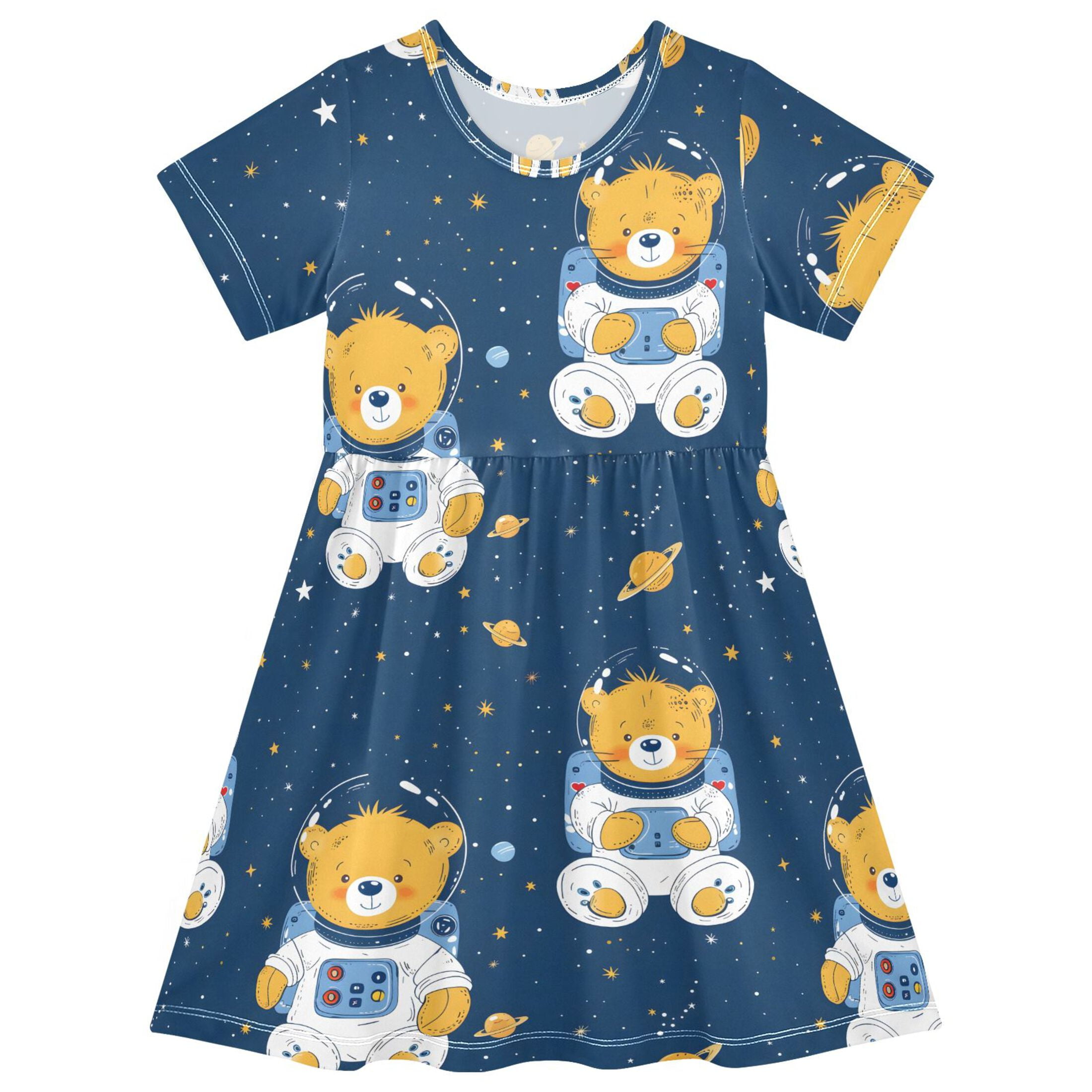 Mode with Baby Bear Astronaut Vector Cartoon Illustration Short Sleeve ...