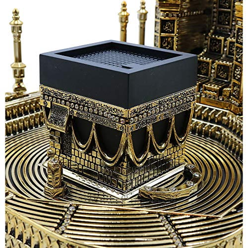 Modefa Islamic Table Decor – Kaba Clock Tower Replica with 99 Names of Allah & Car Hanger ...